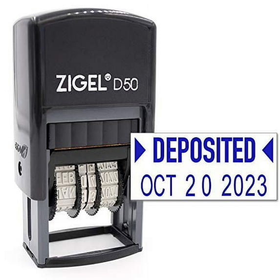 ZIGEL Date Stamp with Completed - Self Inking Date Stamp - Blue ...
