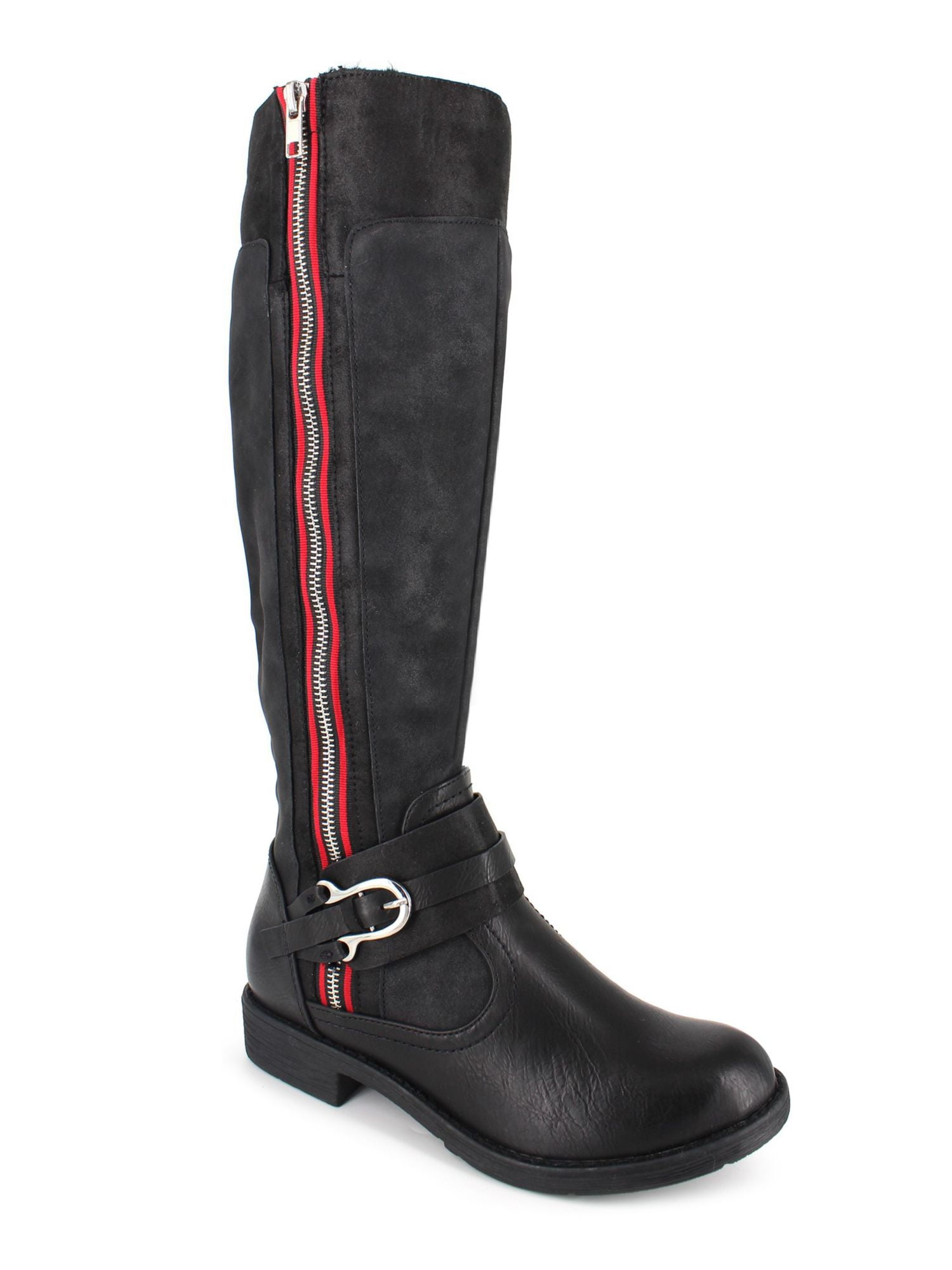 ZIGI SOHO Womens Black Faux Firm Trim Accent Stripes Buckle Accent ...