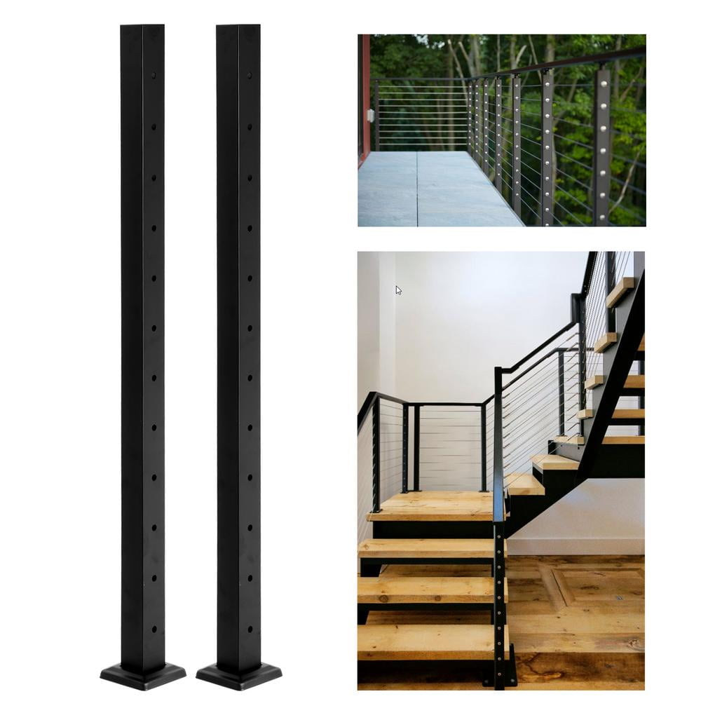 ZIHUI 2Pack 41" Cable Railing Post Kits, Fixed Top Mount Levels Drilled ...