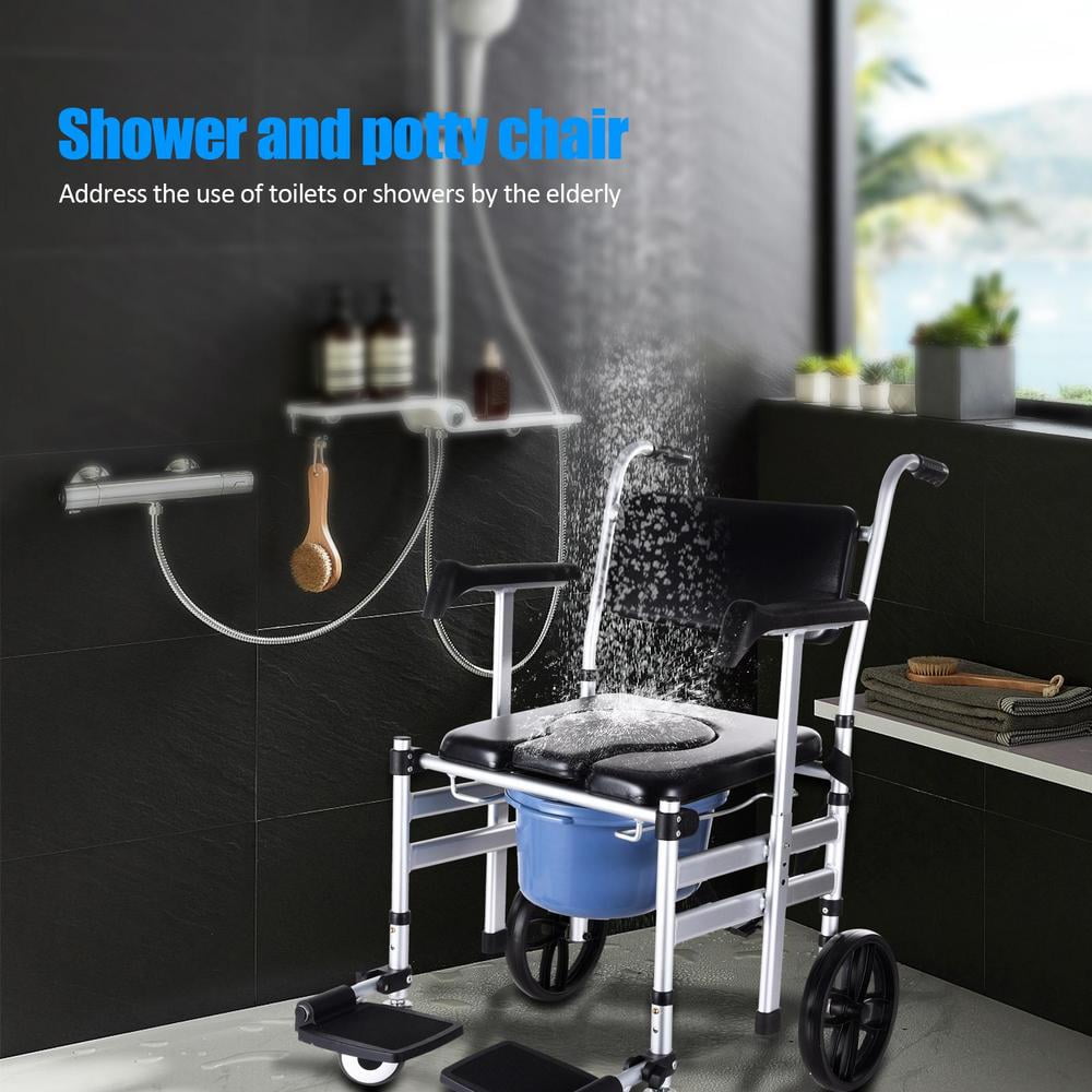 ZIHUI 3 in 1 Shower Chair with Wheels,Folding Shower Wheel Elderly Care ...