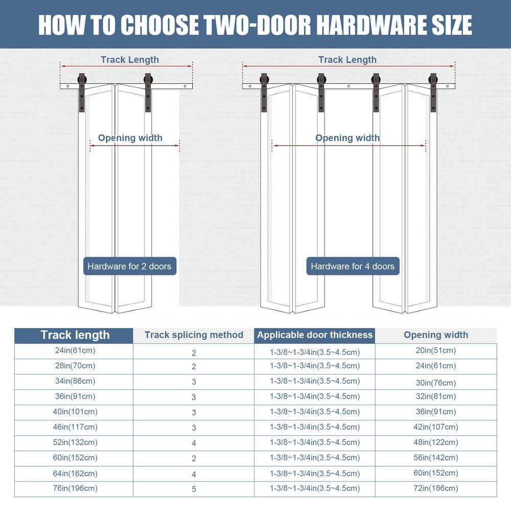 ZIHUI Barn Door Track 24 Inches Bifold Sliding Track Barn Door Rail ...