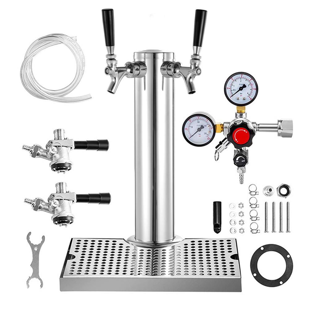 ZIHUI Beer Tap Tower Double Taps Stainless Steel Kegerator Kit Beer Keg ...