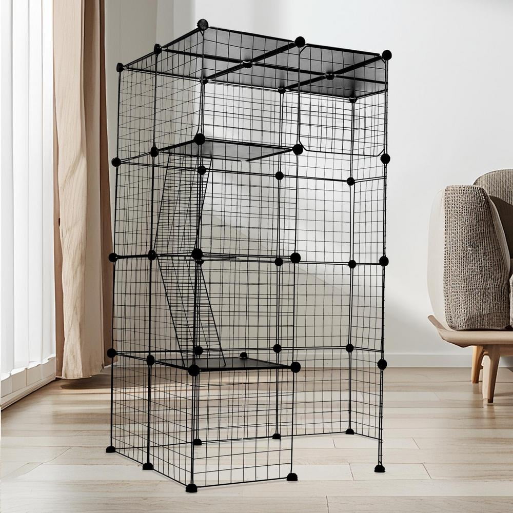 Zihui Cat Cage With Litter Box4 Tier Diy Cat Enclosures Large Playpen