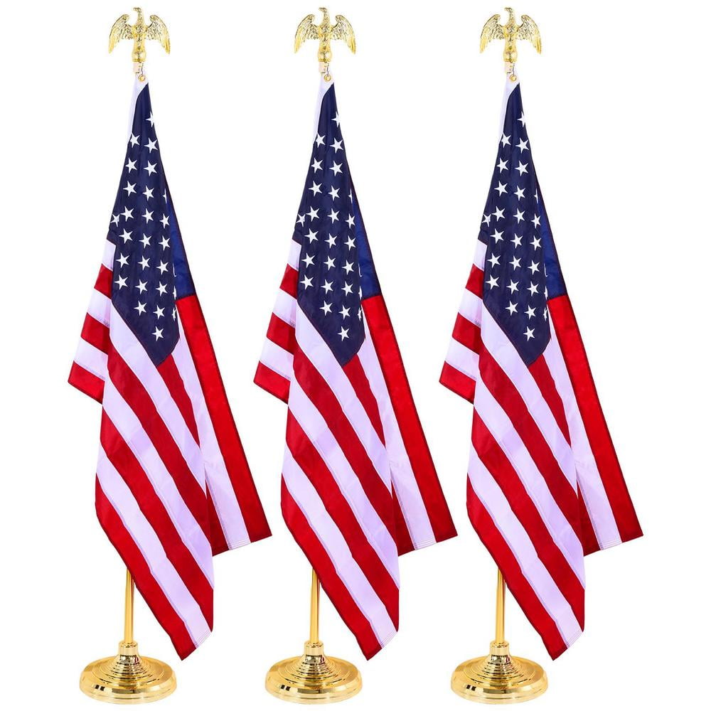 ZIHUI Flag Pole with American Flag,8FT American Flag Pole & Bracket-Flagpoles with Base ...