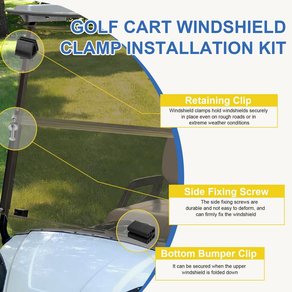 ZIHUI Fold Down Windshield For Golf Carts Impact Resistant Windshields ...