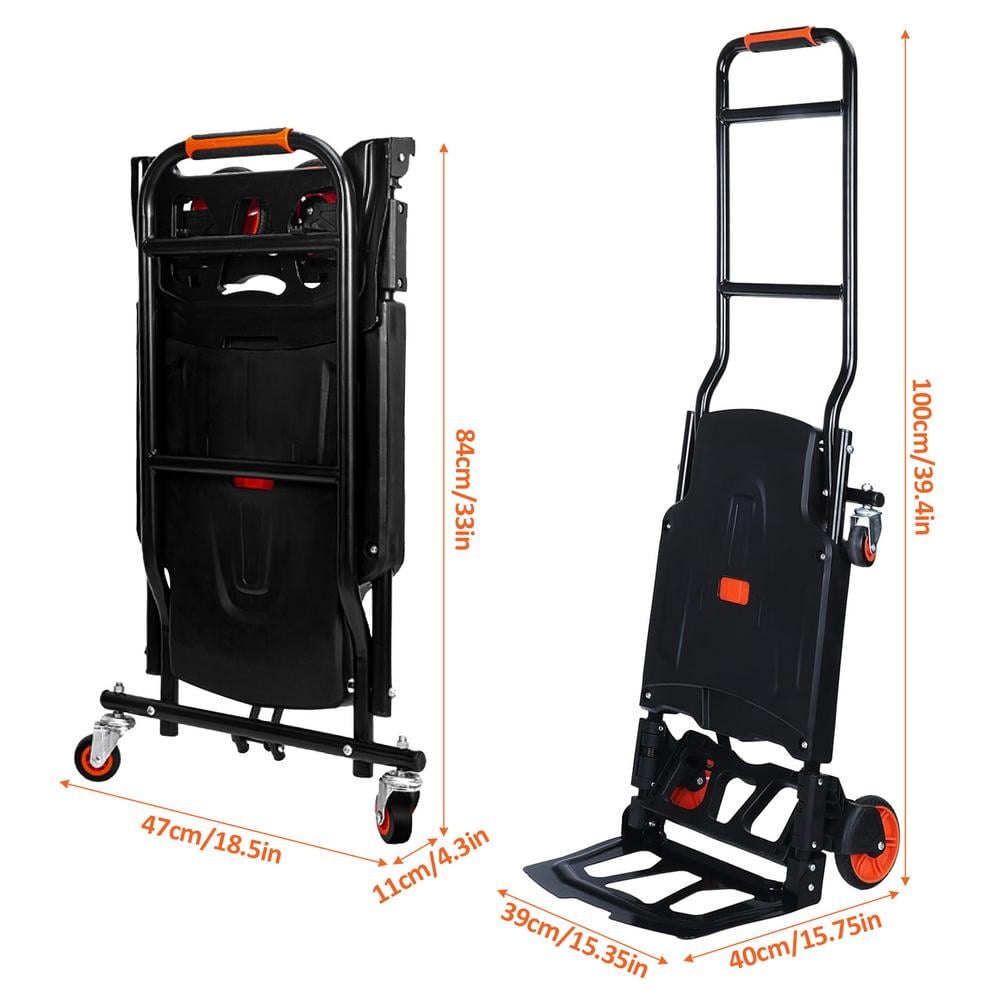 ZIHUI Foldable Hand Cart 2-in-1 Trolley With 4 Wheels Utility Luggage ...