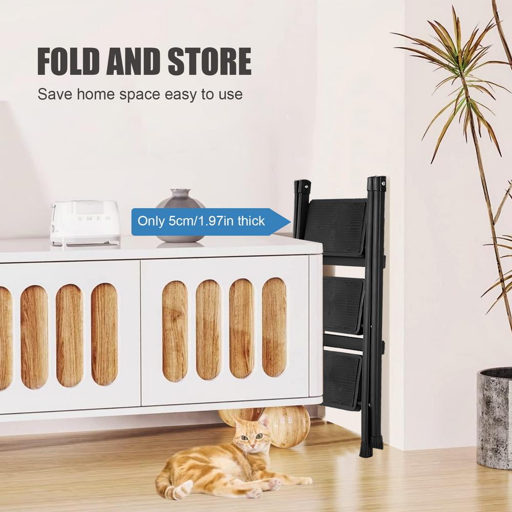 ZIHUI Folding Step Ladder Steel Kitchen Ladder Stool Ladder Step Stool ...