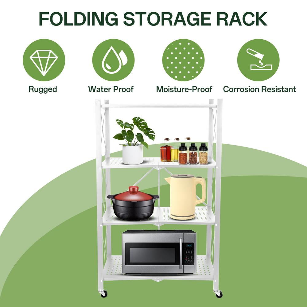 ZIHUI Heavy Duty Rolling Shelves Metal Rolling Utility Cart 4 Tier ...