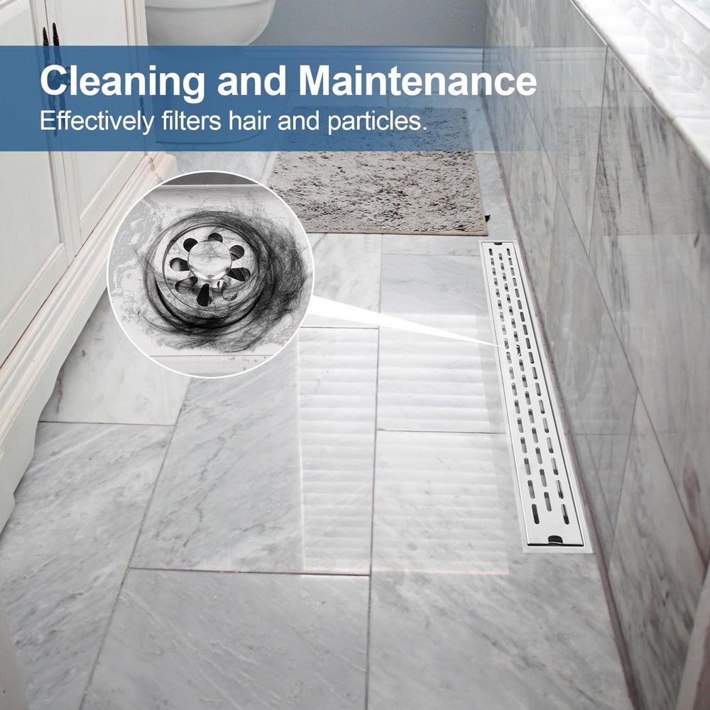 ZIHUI Linear Drain 304 Stainless Steel Bathroom Drain Shower Drain Tile ...