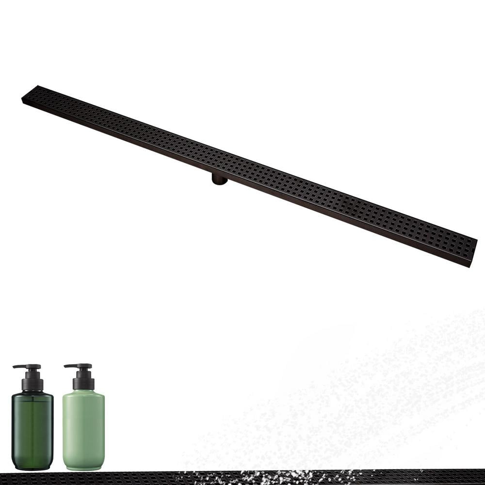 ZIHUI Long Shower Drain 48 Inch Matte Black Linear Drains Adjustable ...