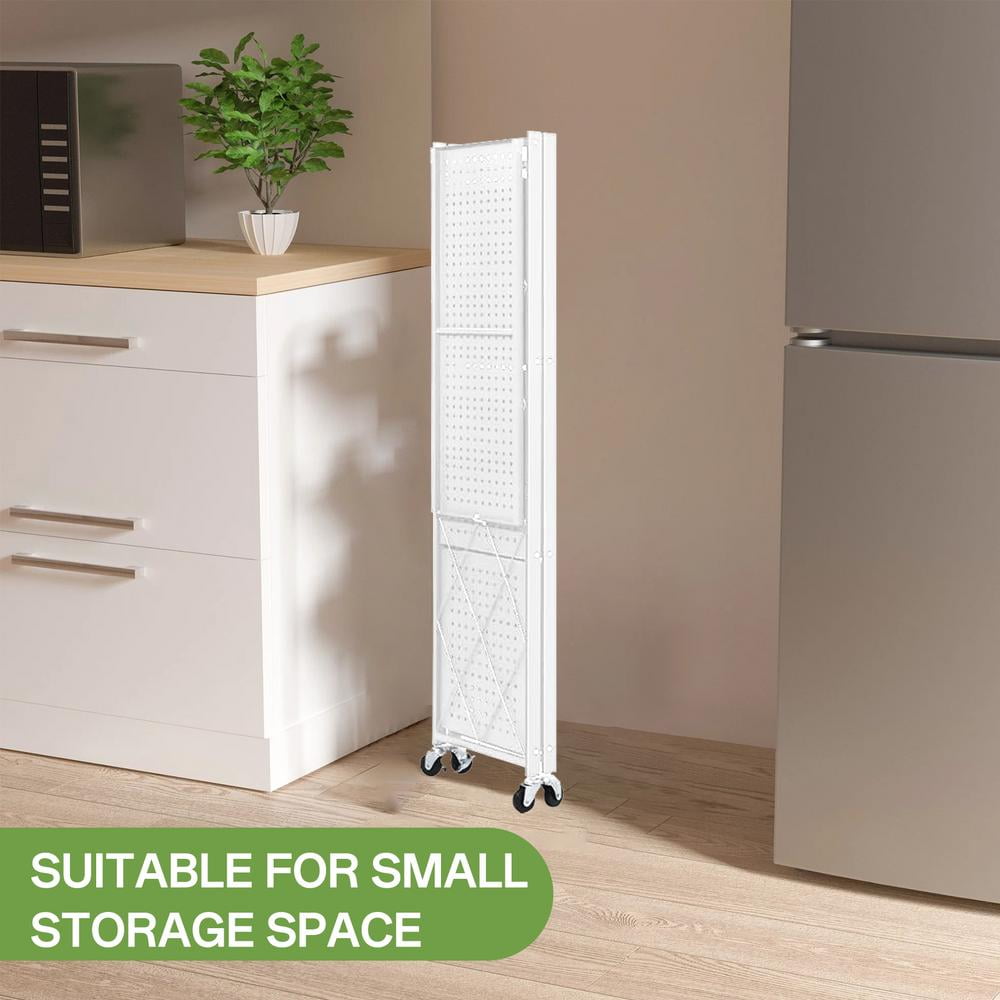 ZIHUI Metal Storage Shelves with Wheels Folding Storage Shelves with ...