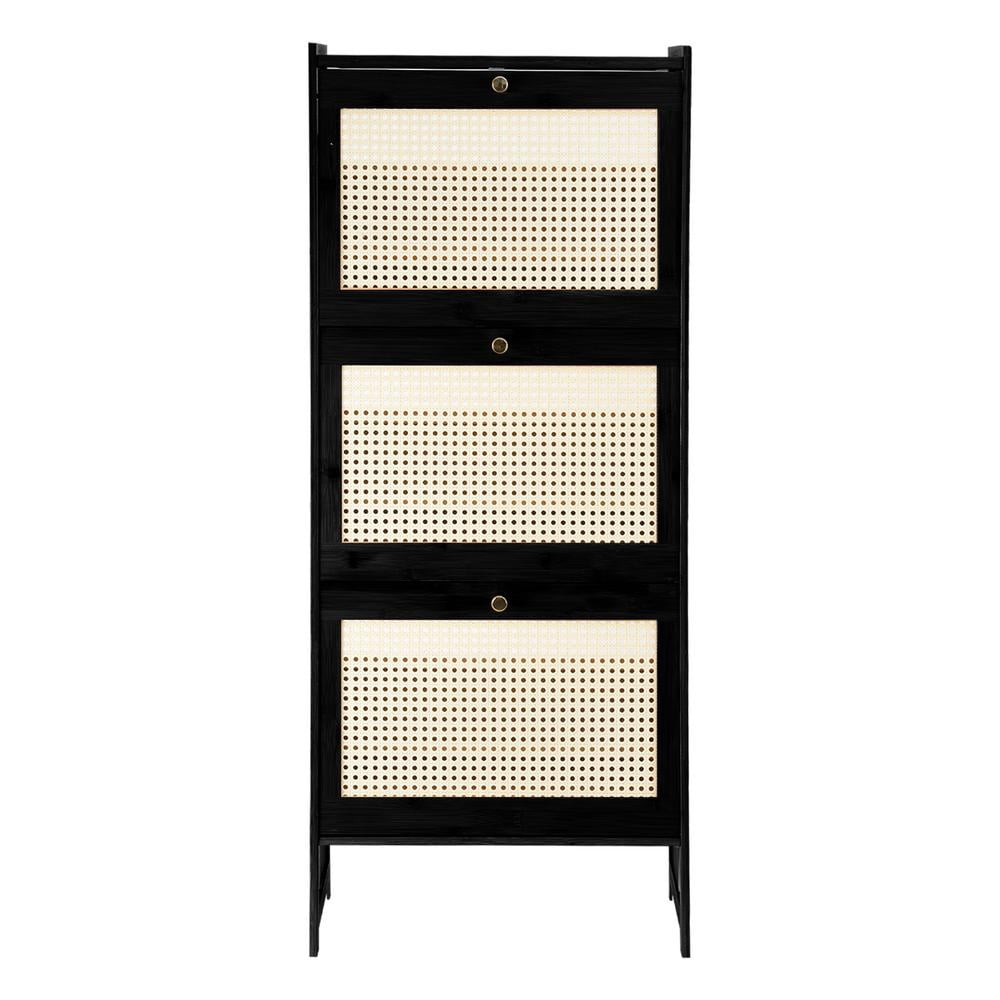 ZIHUI Rectangular Rattan Shoe Cabinet Free-Standing Rectangular Shoe ...
