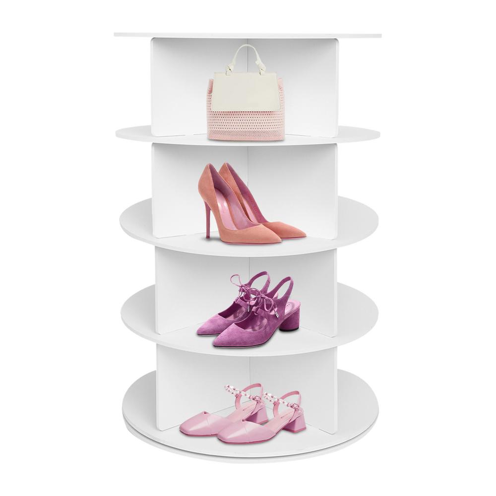 ZIHUI Rotating Shoe Rack Tower 4-Tier Rotating Shoe Storage Shelf Shoe Carousel 360 Degrees ...