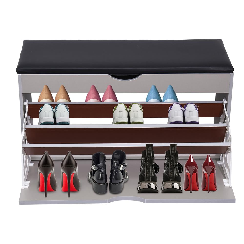 ZIHUI Shoe Storage Cabinet with 3 Flip Drawers, Freestanding Organizer with Metal Legs for ...