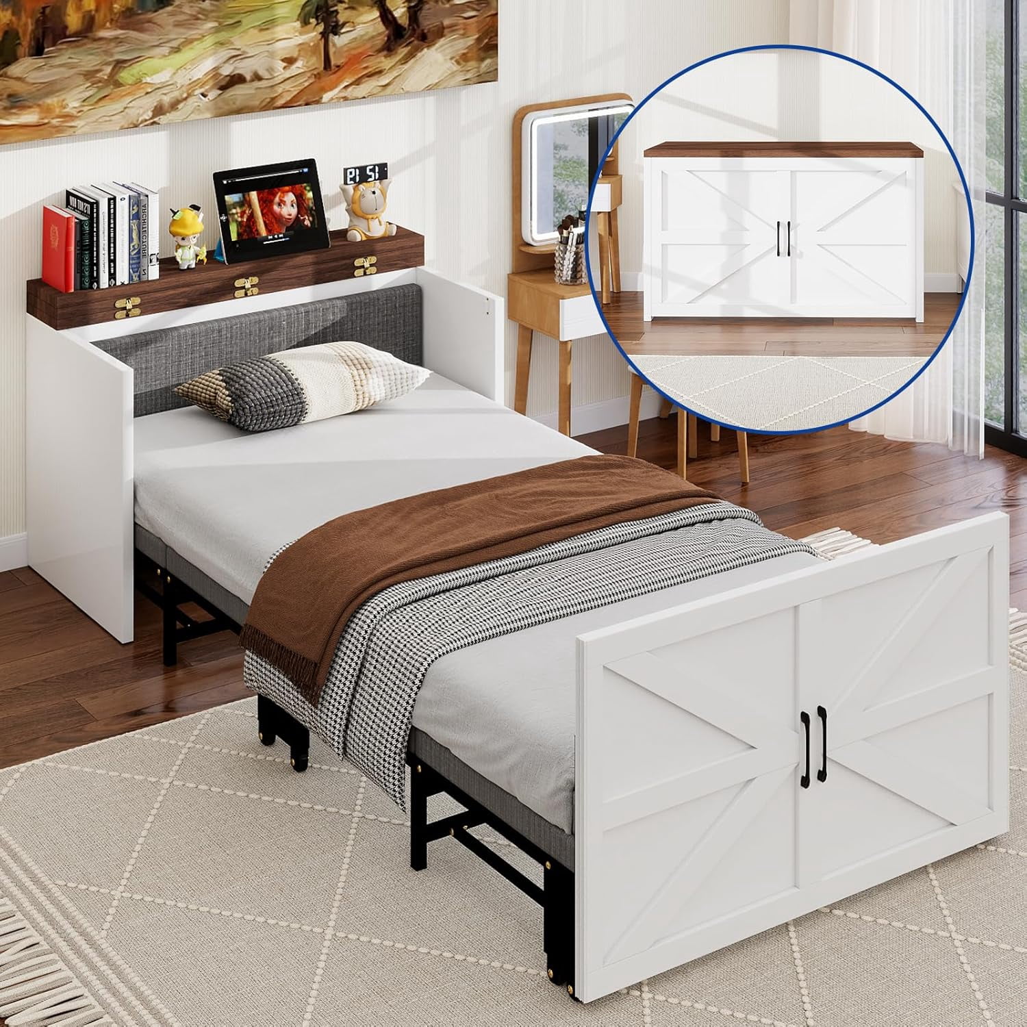 ZIKEBTUY Twin Size Murphy Bed with Headboard, 2 in 1 Cabinet Bed ...