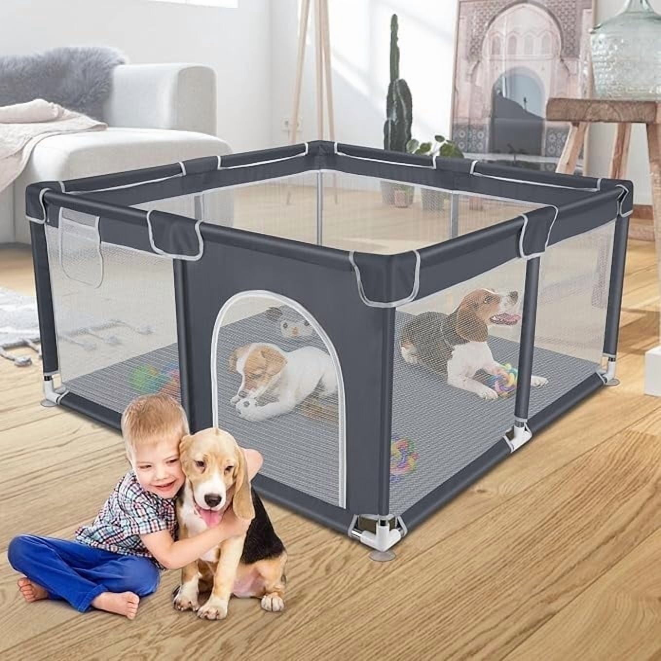 ZIKOPOMO Small Dog & Cat Playpen Cage with Portable, Gray - Walmart.com