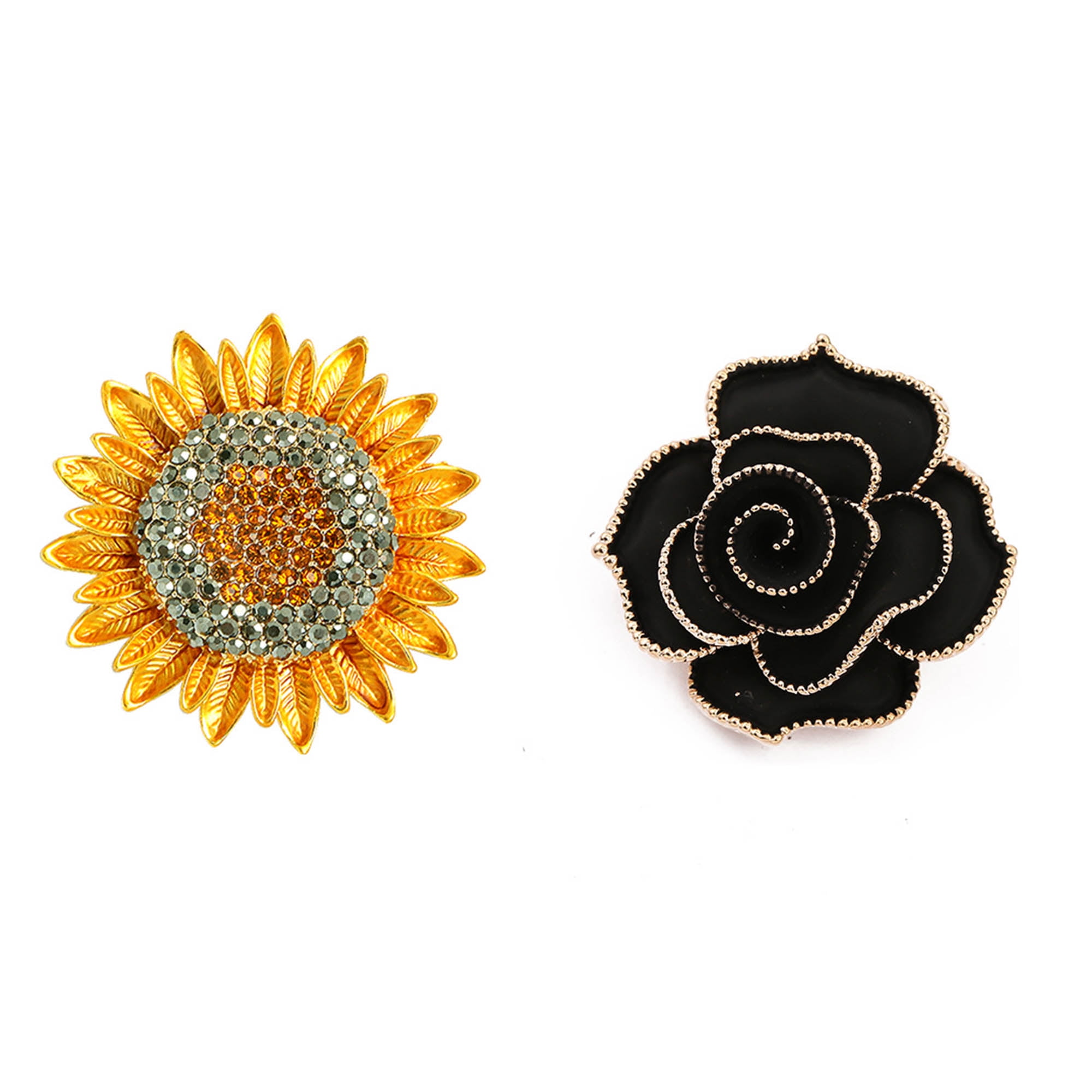 ZILEFSILK 2 Pcs Sunflower Rose Enamel Pins Set for Jackets Backpack ...