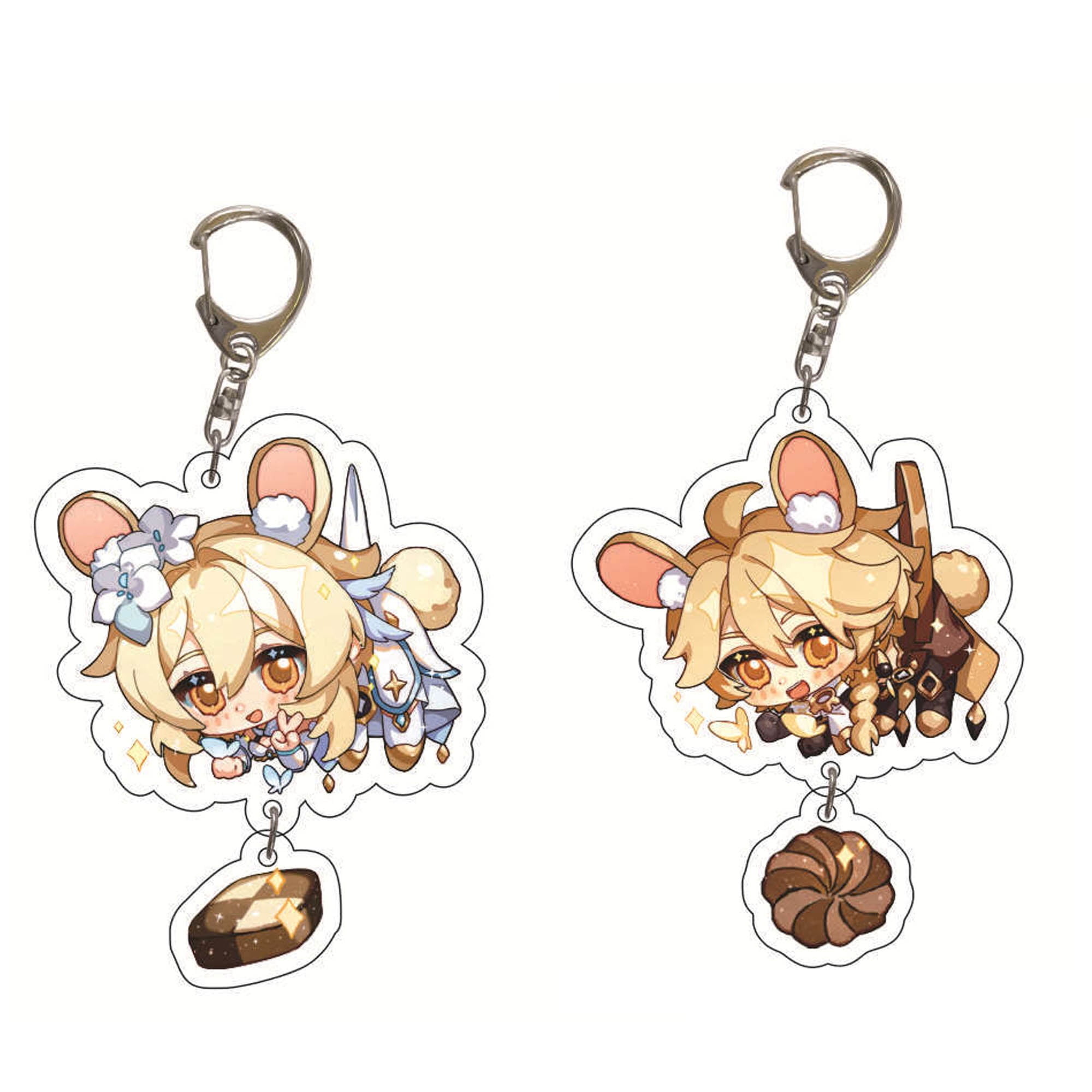 ZILEFSILK 2PCS Anime Game Genshin Impact Cute Aether Lumine Acrylic ...