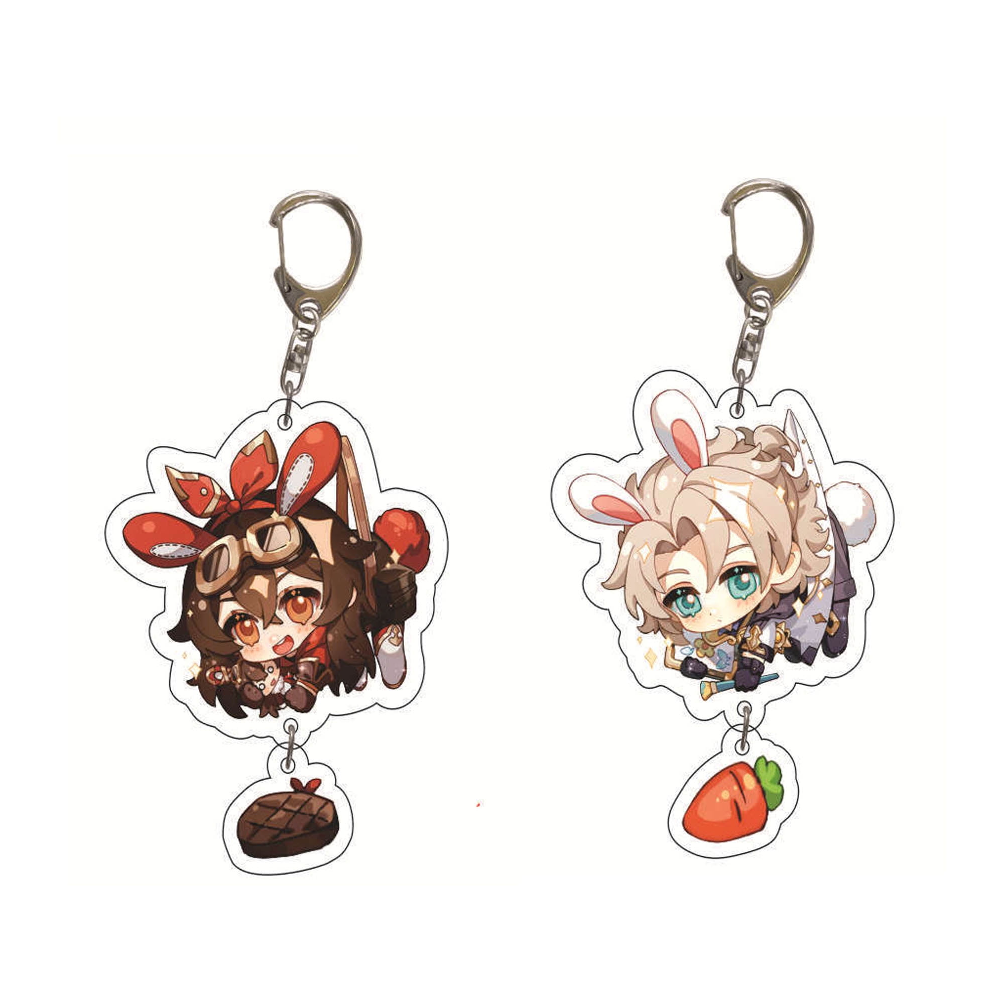 ZILEFSILK 2PCS Anime Game Genshin Impact Cute Amber Albedo Acrylic ...