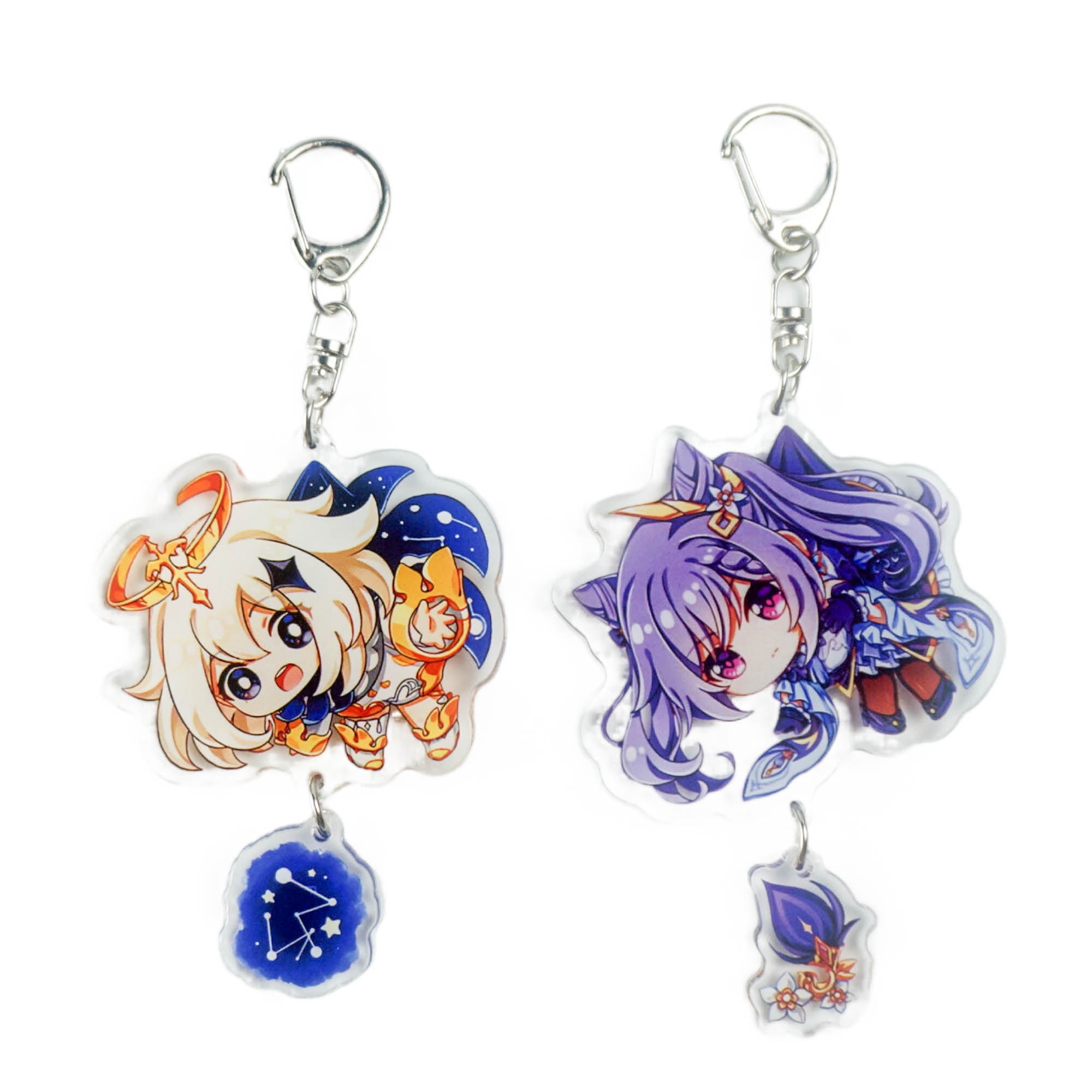 ZILEFSILK 2PCS Anime Game Genshin Impact Cute Paimon Keqing Acrylic ...