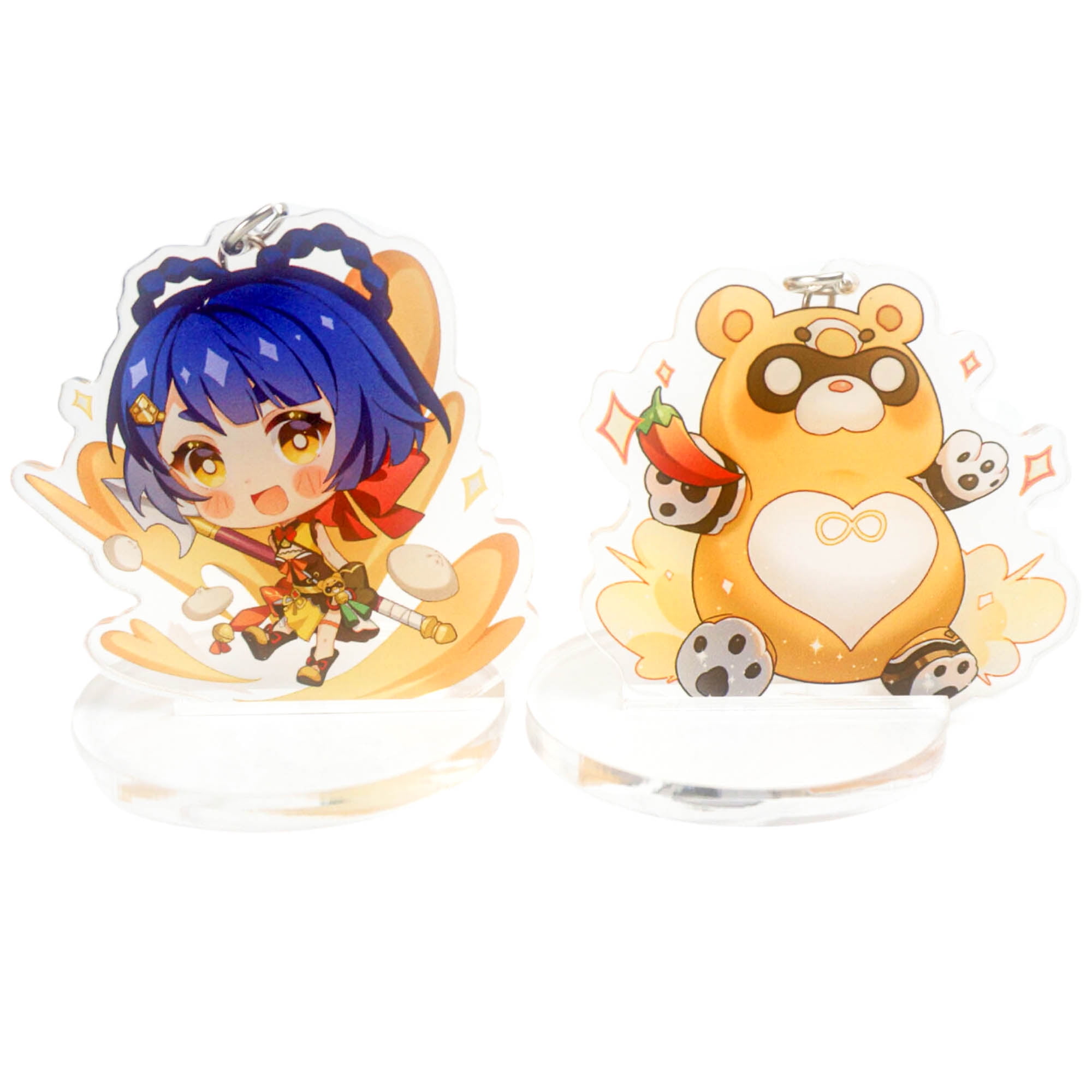 ZILEFSILK 2PCS Cute Anime Game Genshin Impact Acrylic Figure Xiangling ...