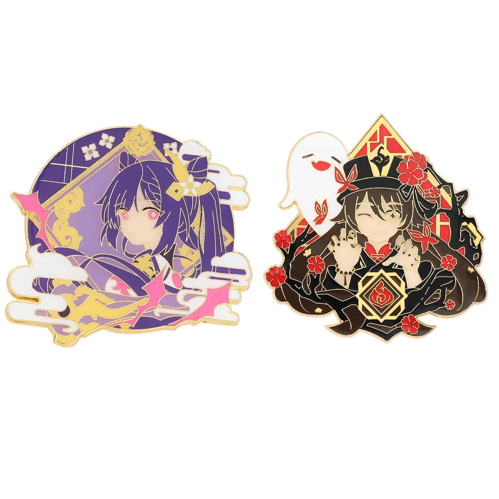 ZILEFSILK 2pcs Anime Game Genshin Impact Figure Cute Enamel Pins Set ...