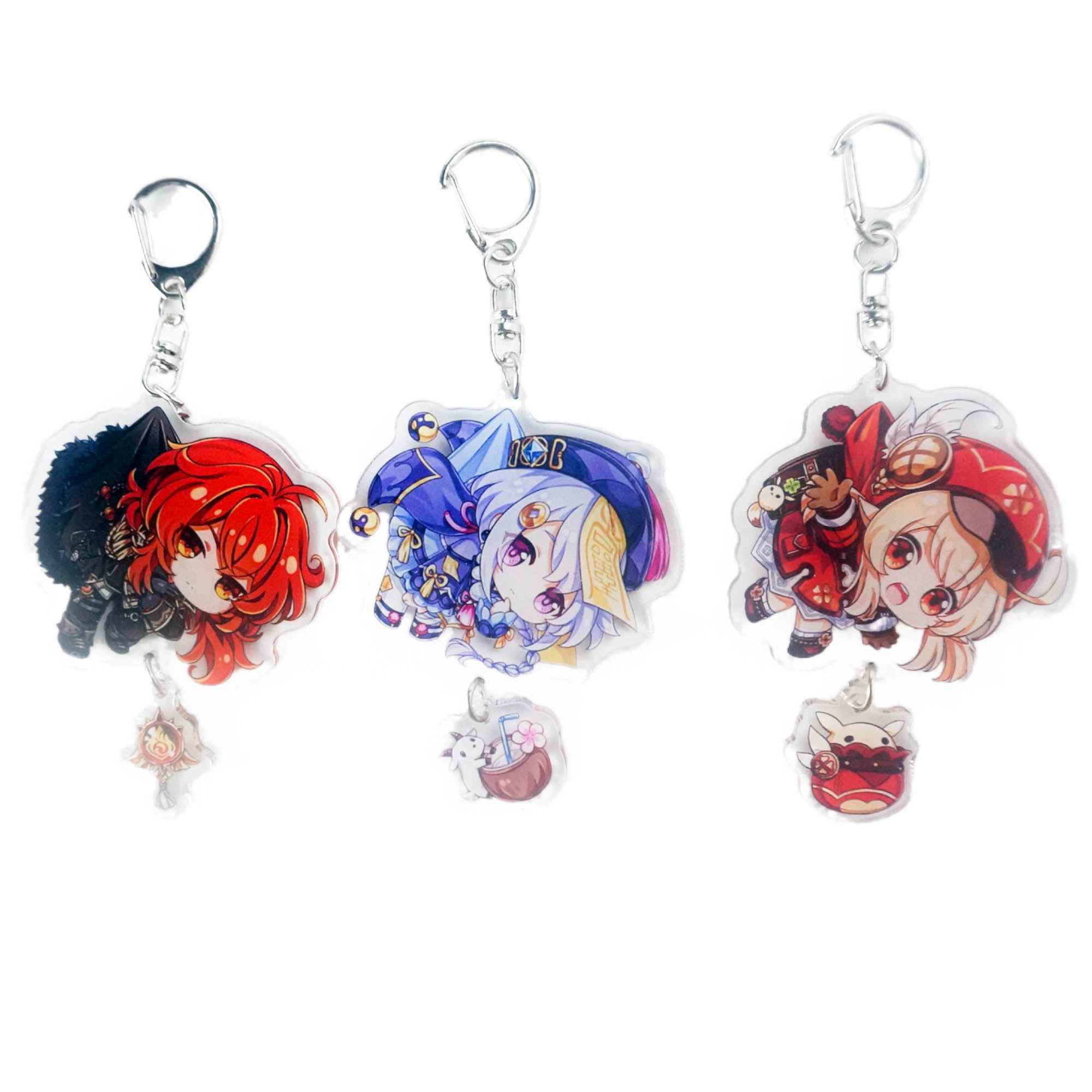 ZILEFSILK 3PCS Anime Game Genshin Impact Cute Yanfei Diluc Qiqi Acrylic ...