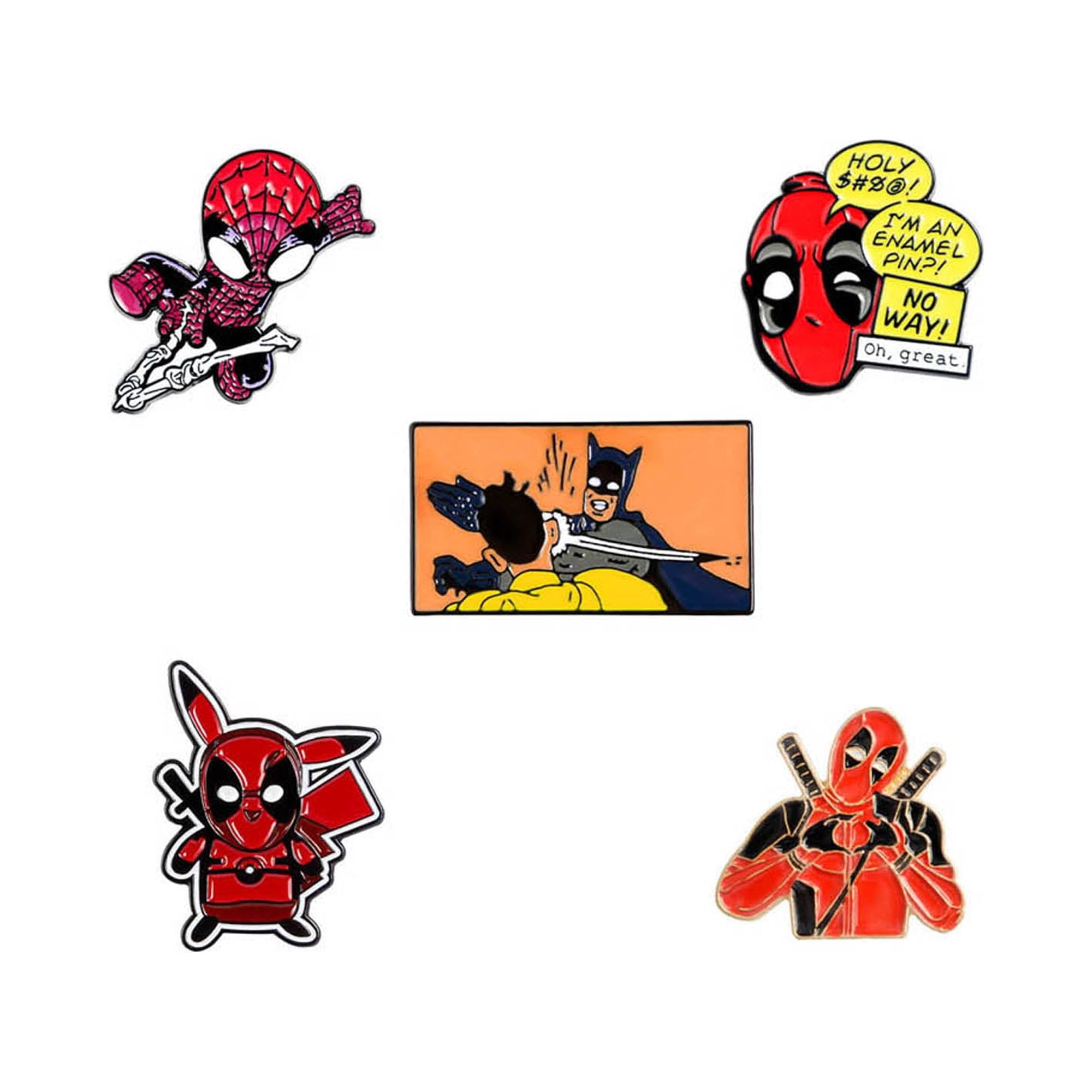 ZILEFSILK Anime Enamel Pins Set Superhero Spiderman Batman Deadpool ...