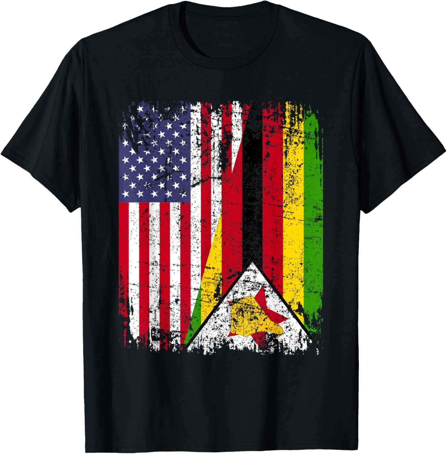 ZIMBABWEAN ROOTS | Half American Flag ZIMBABWE T-Shirt - Walmart.com