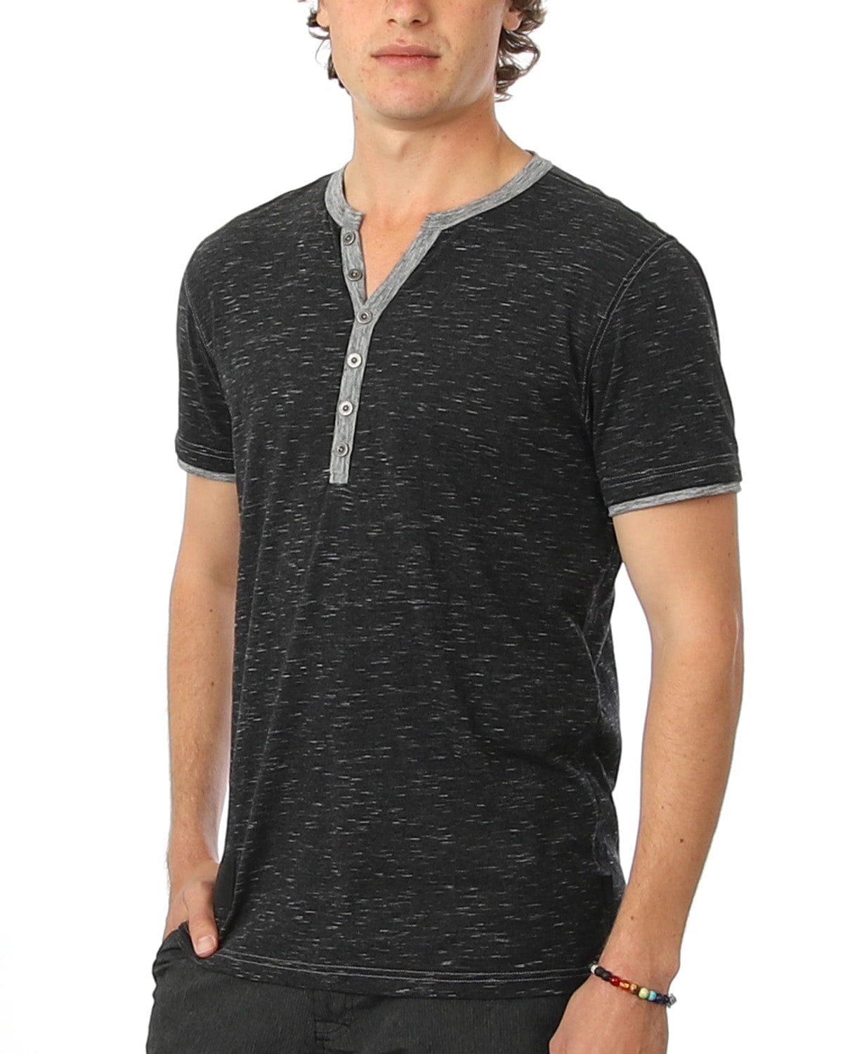 ZIMEGO Mens Short Sleeve Henley – Casual Button T Shirts for Men, Black ...