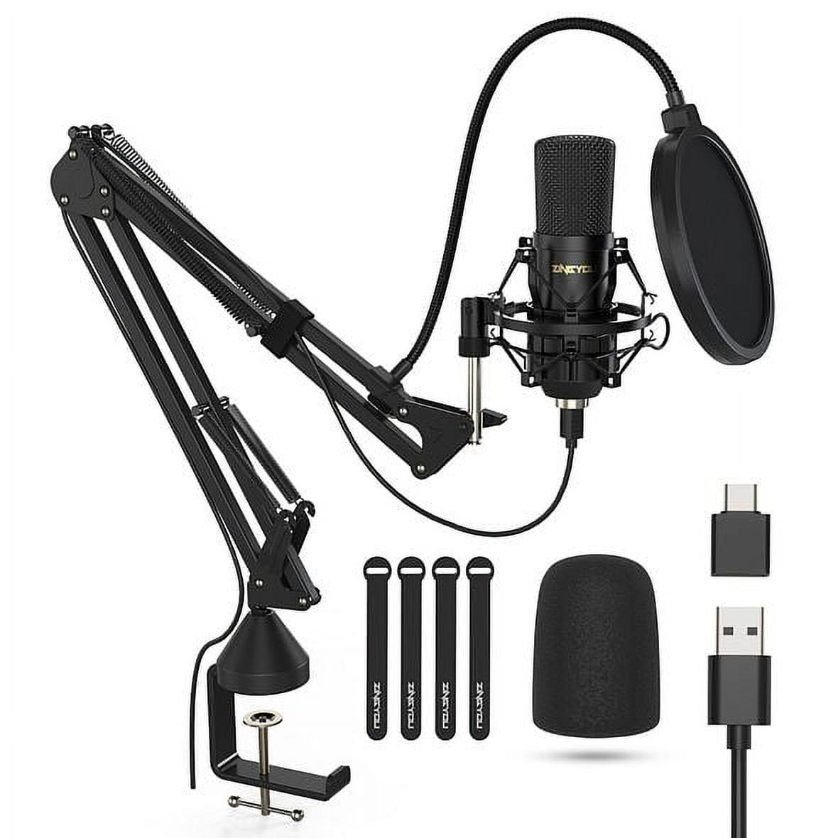 ZINGYOU USB Condenser Microphone, Plug & Play, Studio Quality-Black ...