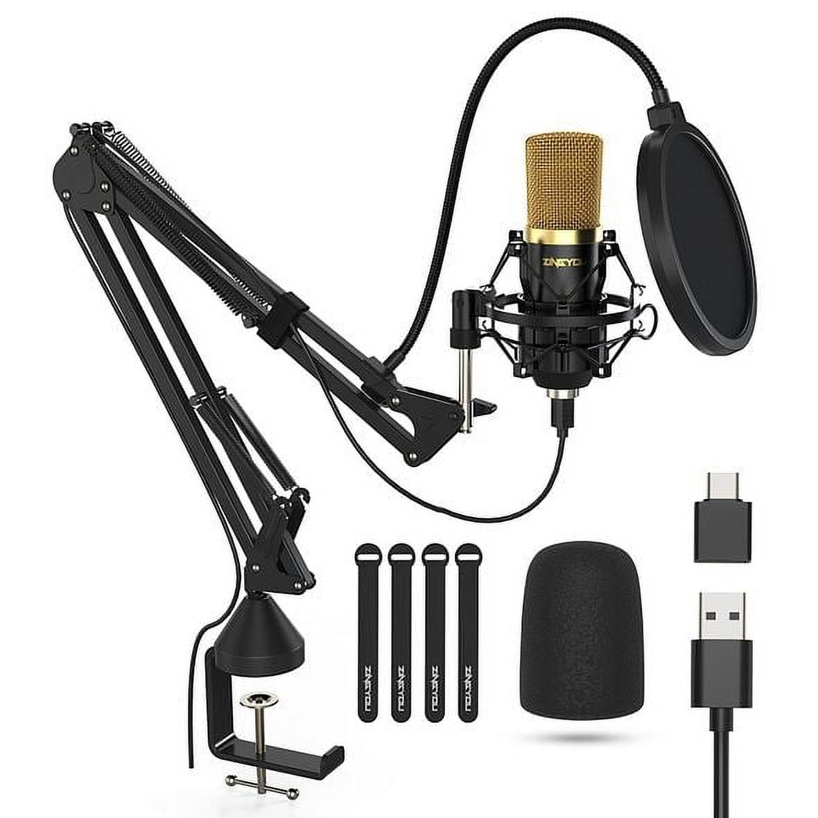 ZINGYOU USB Condenser Microphone with Mic Arm, Plug and Play, Upgraded ...