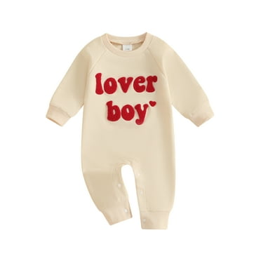 Baby Boy Valentines Day Outfit 3M 6M 12M 18M Sweatshirt Romper Long Sleeve Bubble Onesie Newborn ...