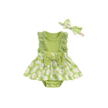Izhansean 3PCS Newborn Baby Girl Summer Clothes Floral Romper Jumpsuit Shorts Outfits Set Yellow ...