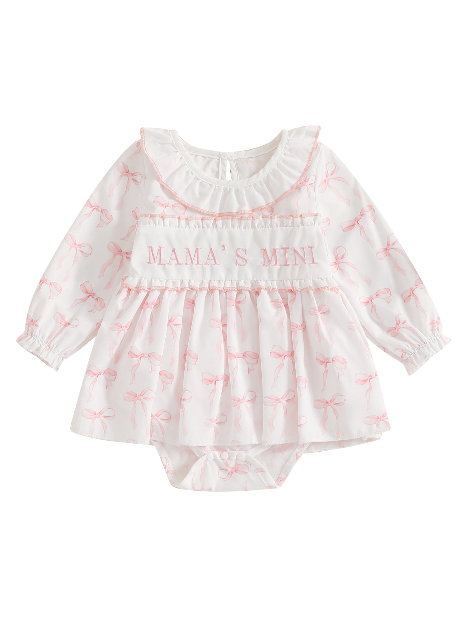 ZINTAOZT Baby Girl Romper Dress Long Sleeve Ruffled Letter Embroidery ...