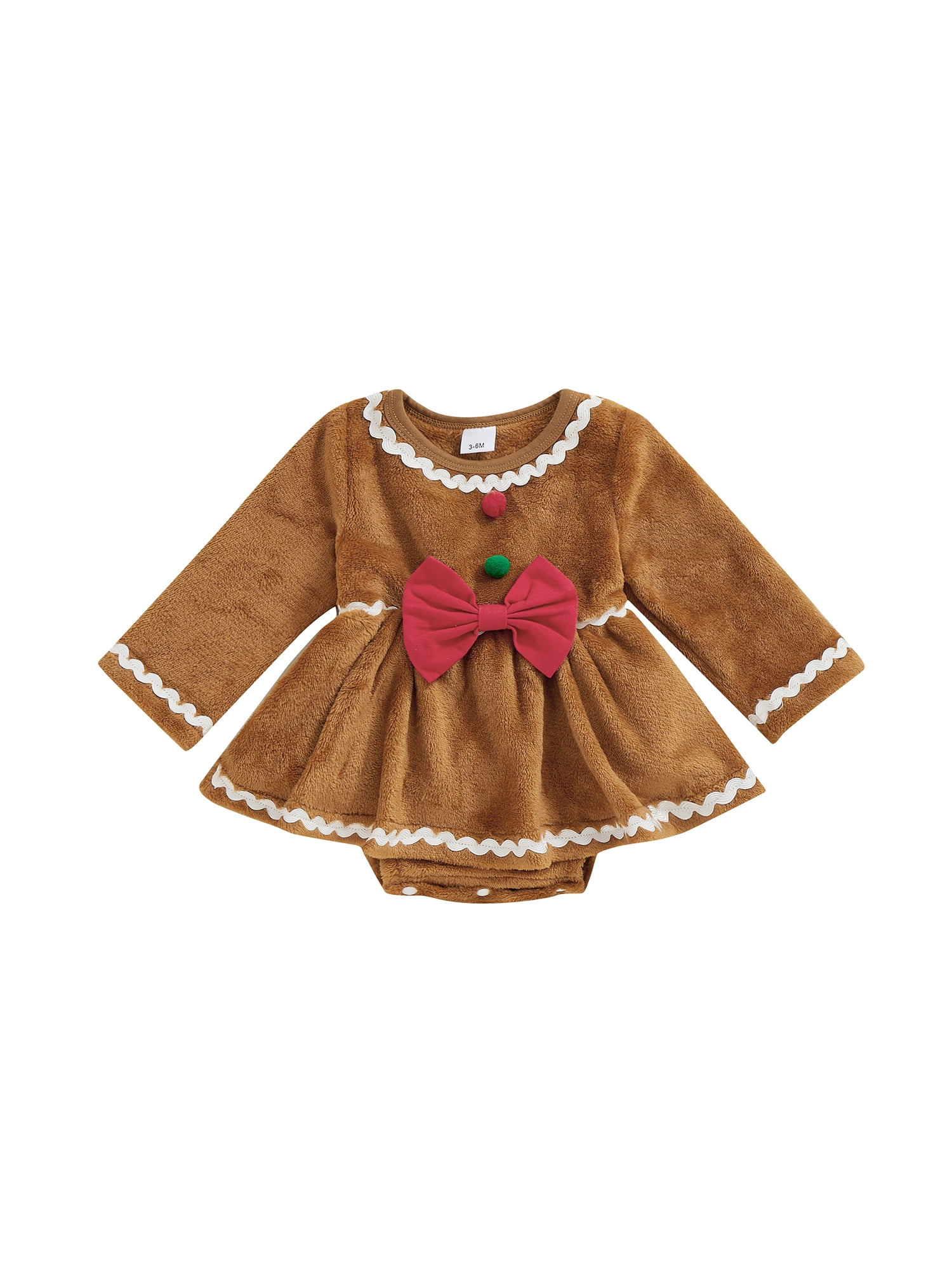 ZINTAOZT Baby Girls Christmas Romper Dress Long Sleeve Gingerbread ...