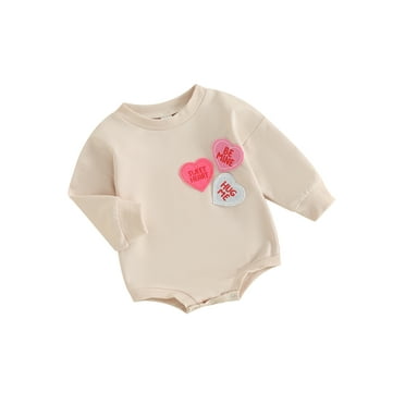 Baby Boy Valentines Day Outfit 3M 6M 12M 18M Sweatshirt Romper Long Sleeve Bubble Onesie Newborn ...
