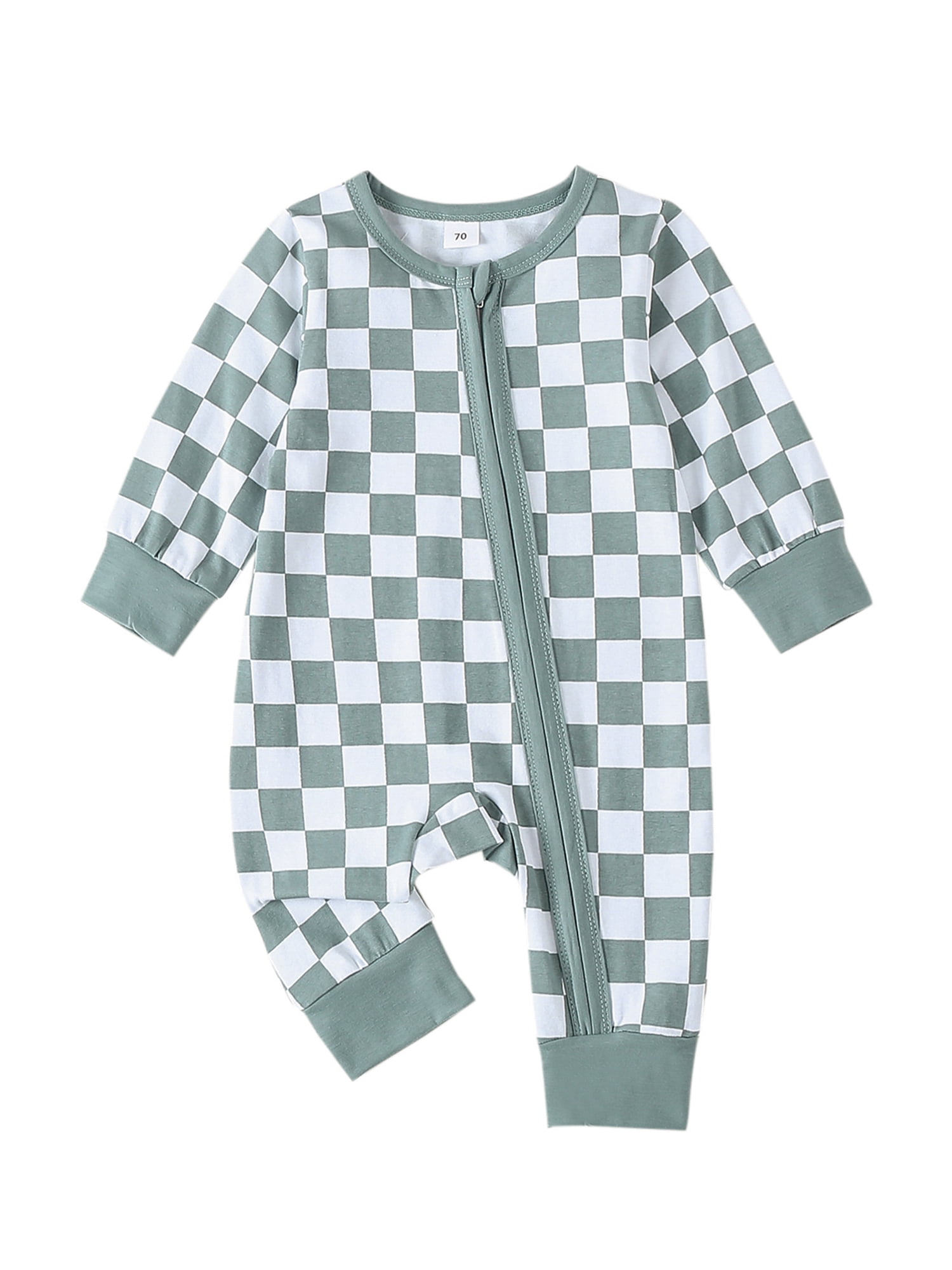 ZINTAOZT Newborn Baby Girl Boy One Piece Checkerboard Romper Long ...