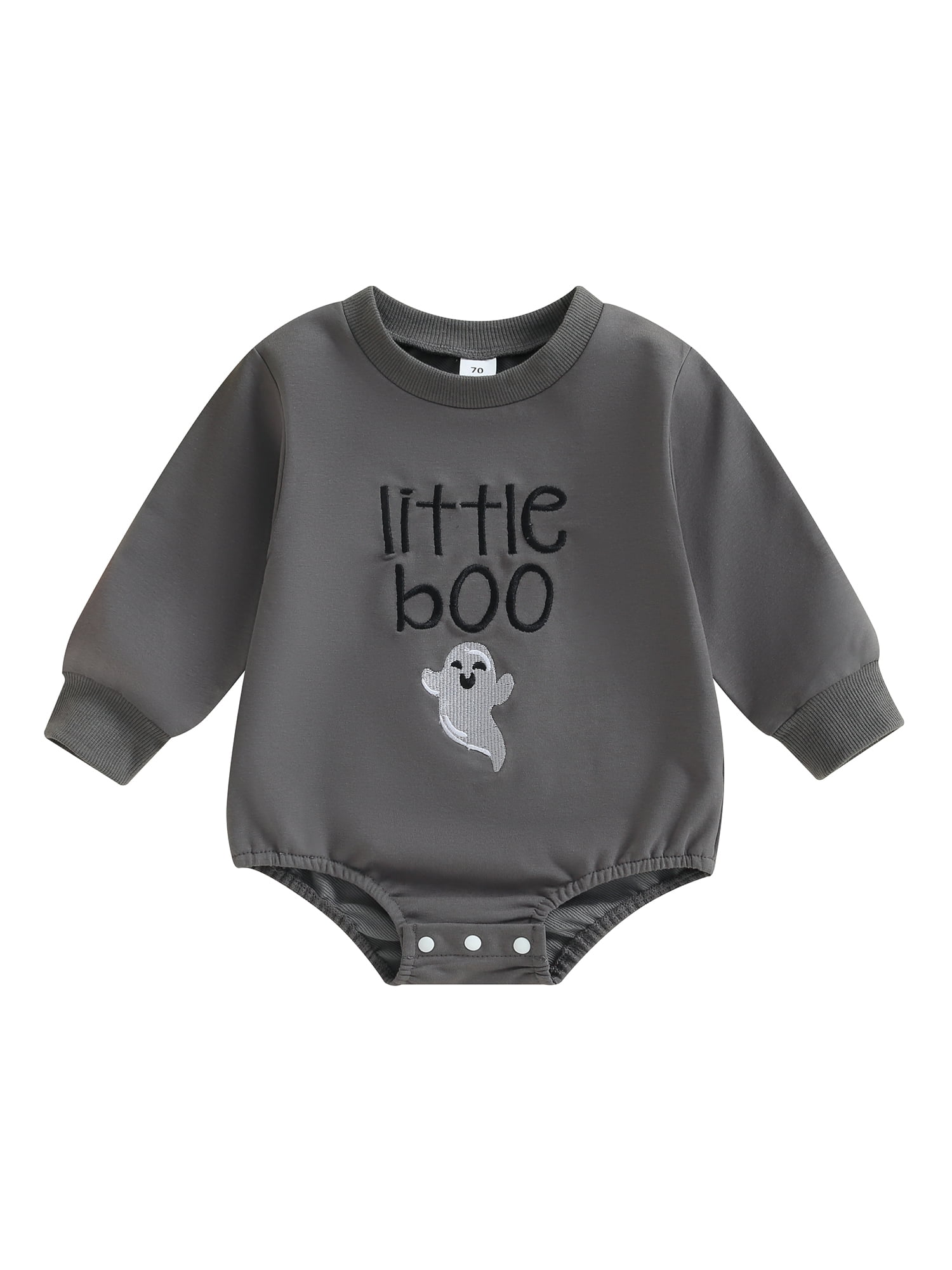 ZINTAOZT Newborn Halloween Outfit Girl Boy Little Boo Romper Bubble Sweatshirt Bodysuit Fall ...