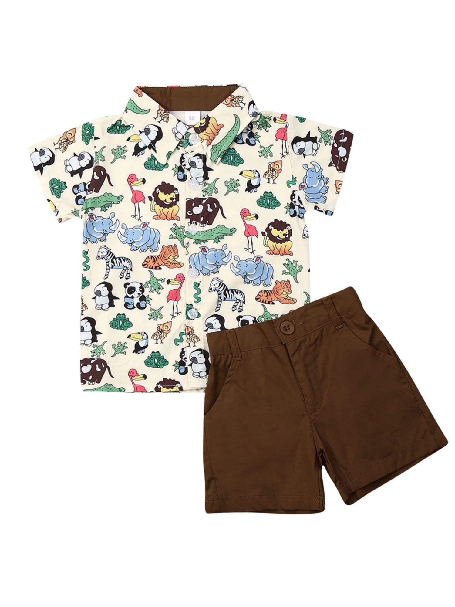 ZINTAOZT Toddler Baby Boy Cute Shorts Set Cartoon Animal Short Sleeve ...