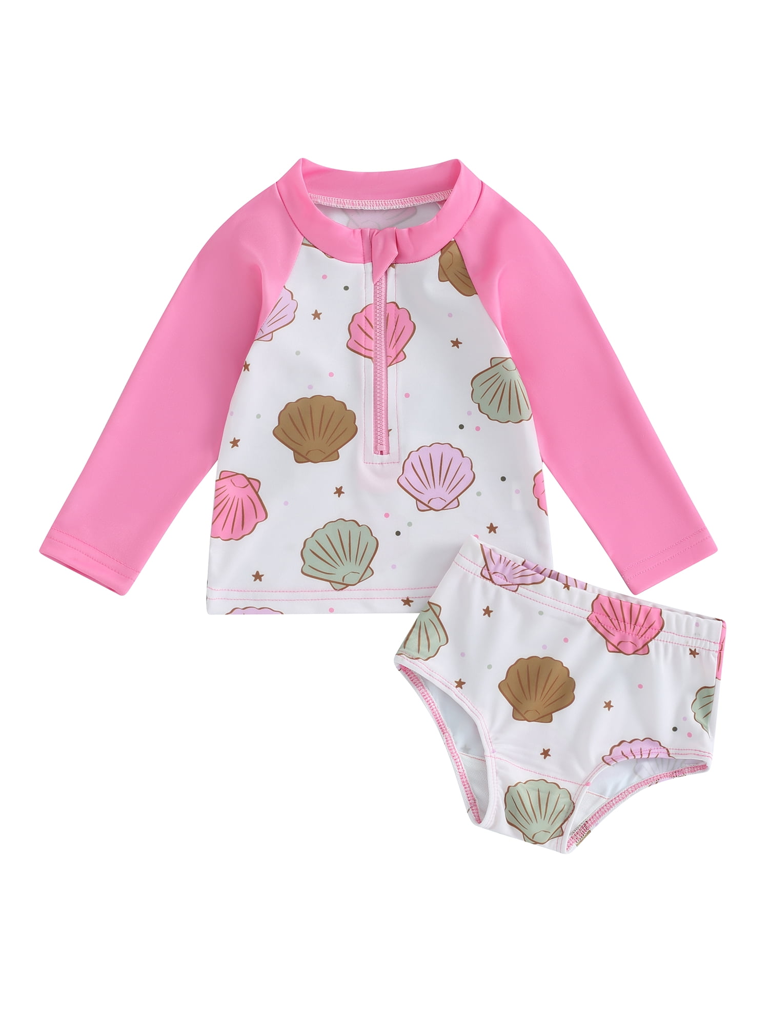 ZINTAOZT Toddler Baby Girl Swimsuit Long Sleeve Zipper Rash Guard Set ...