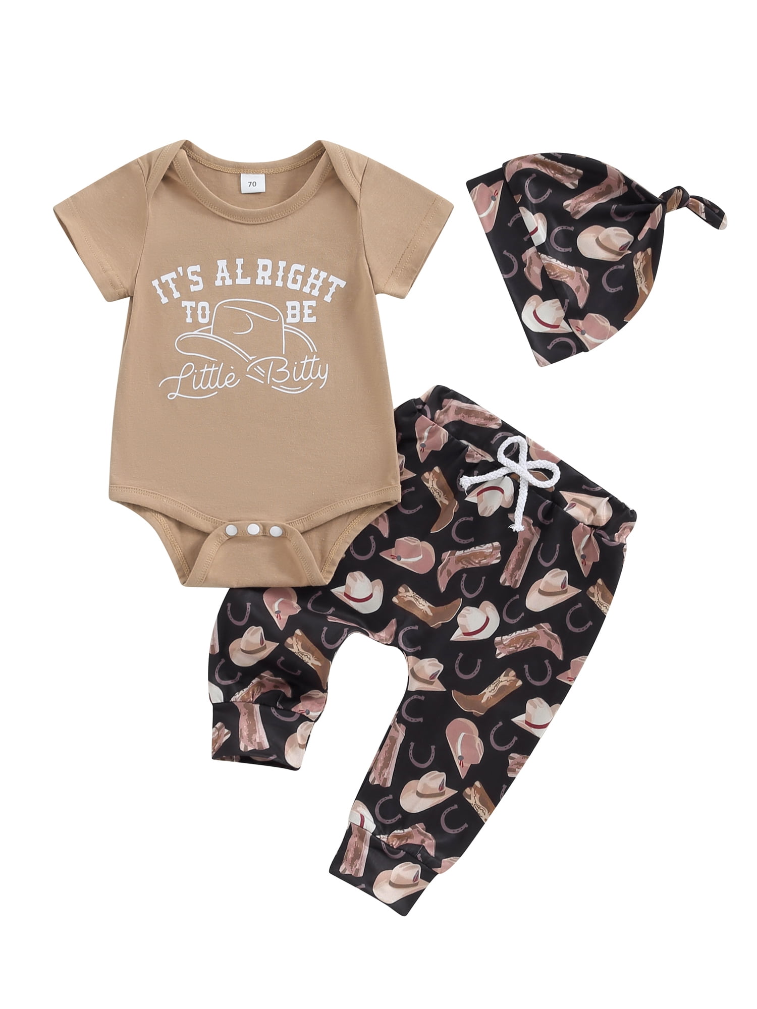 ZINTAOZT Western Newborn Baby Boys Clothes Cowboy Letter Short Sleeve ...