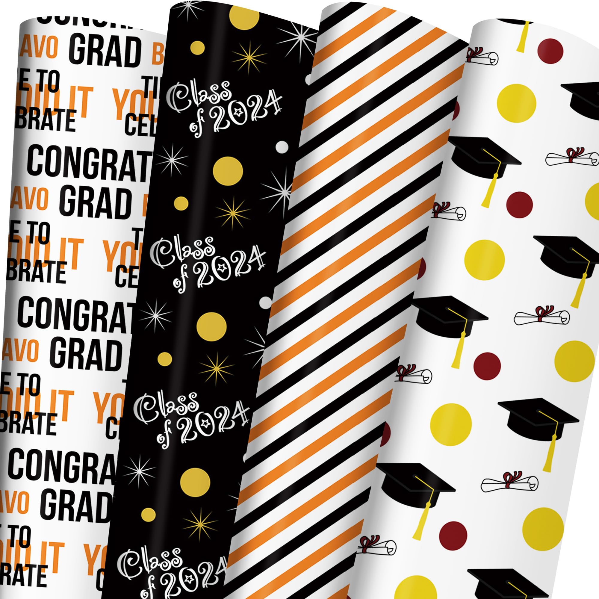 ZINTBIAL Graduation Wrapping Paper YPF5 for Class of 2024 - Black Gift ...