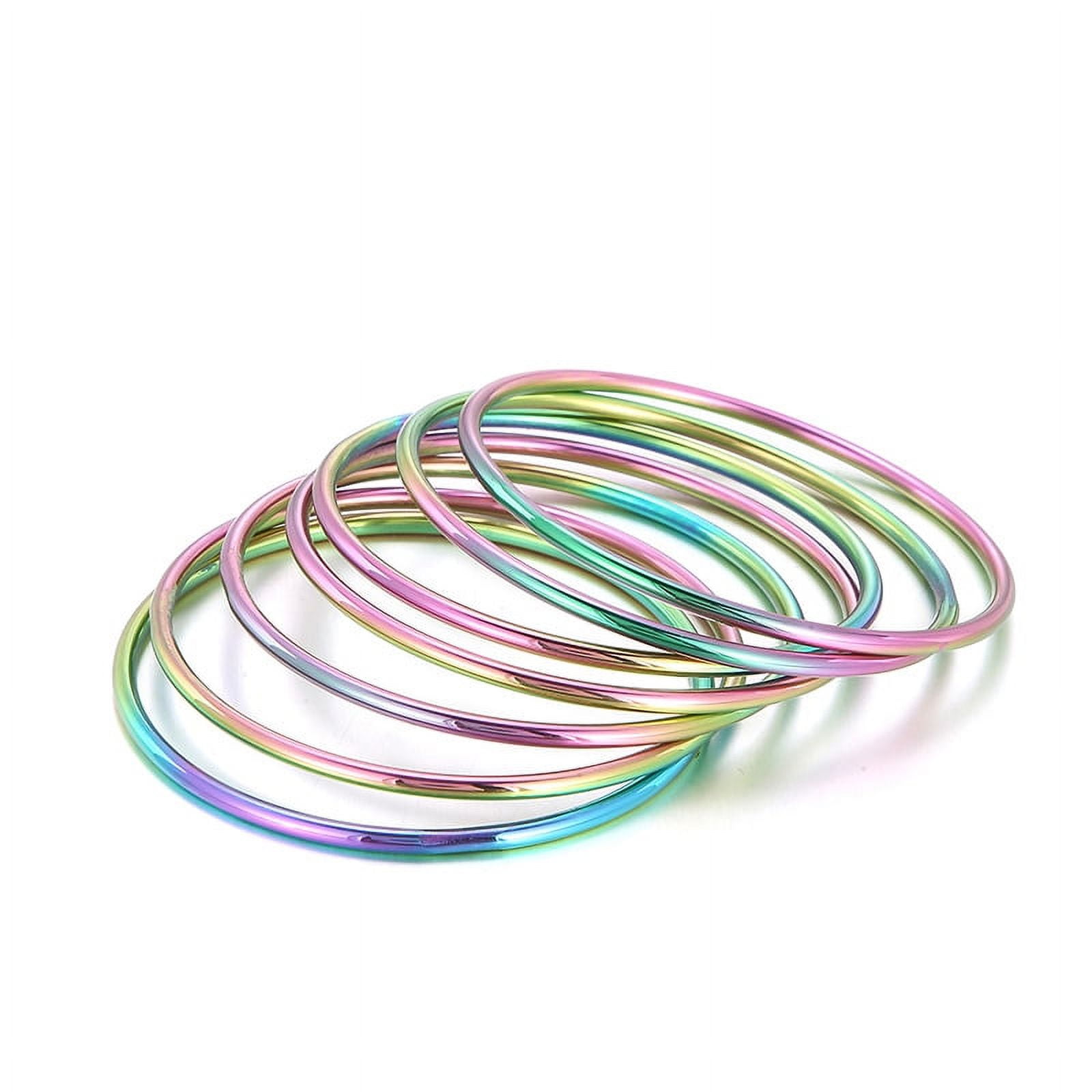 ZINTVVD Stainless Steel Glossy Thin Stackable Plain Round Bangle ...