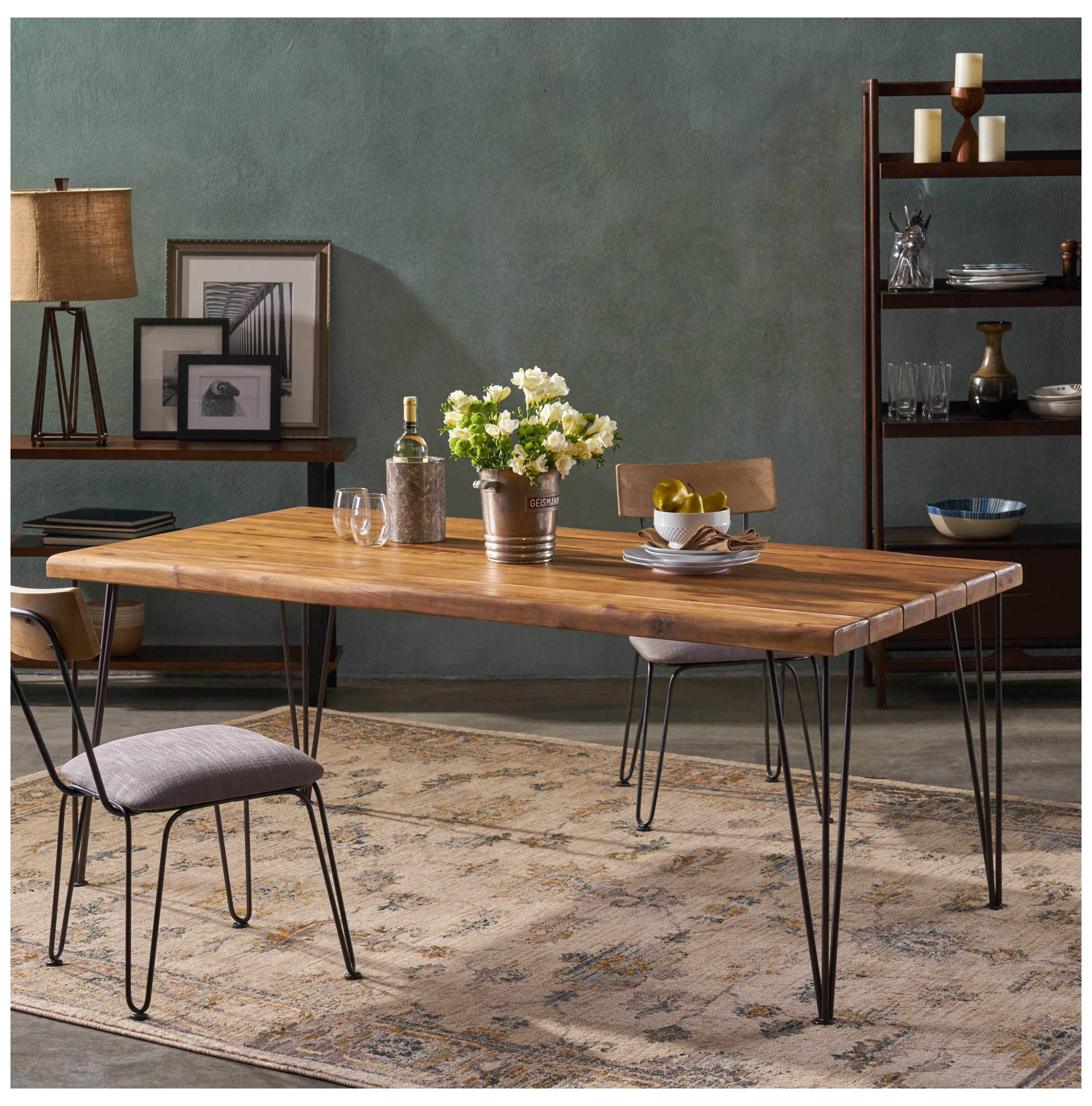 ZION INDUSTRIAL WOOD AND METAL RECTANGULAR DINING TABLE - Walmart.com