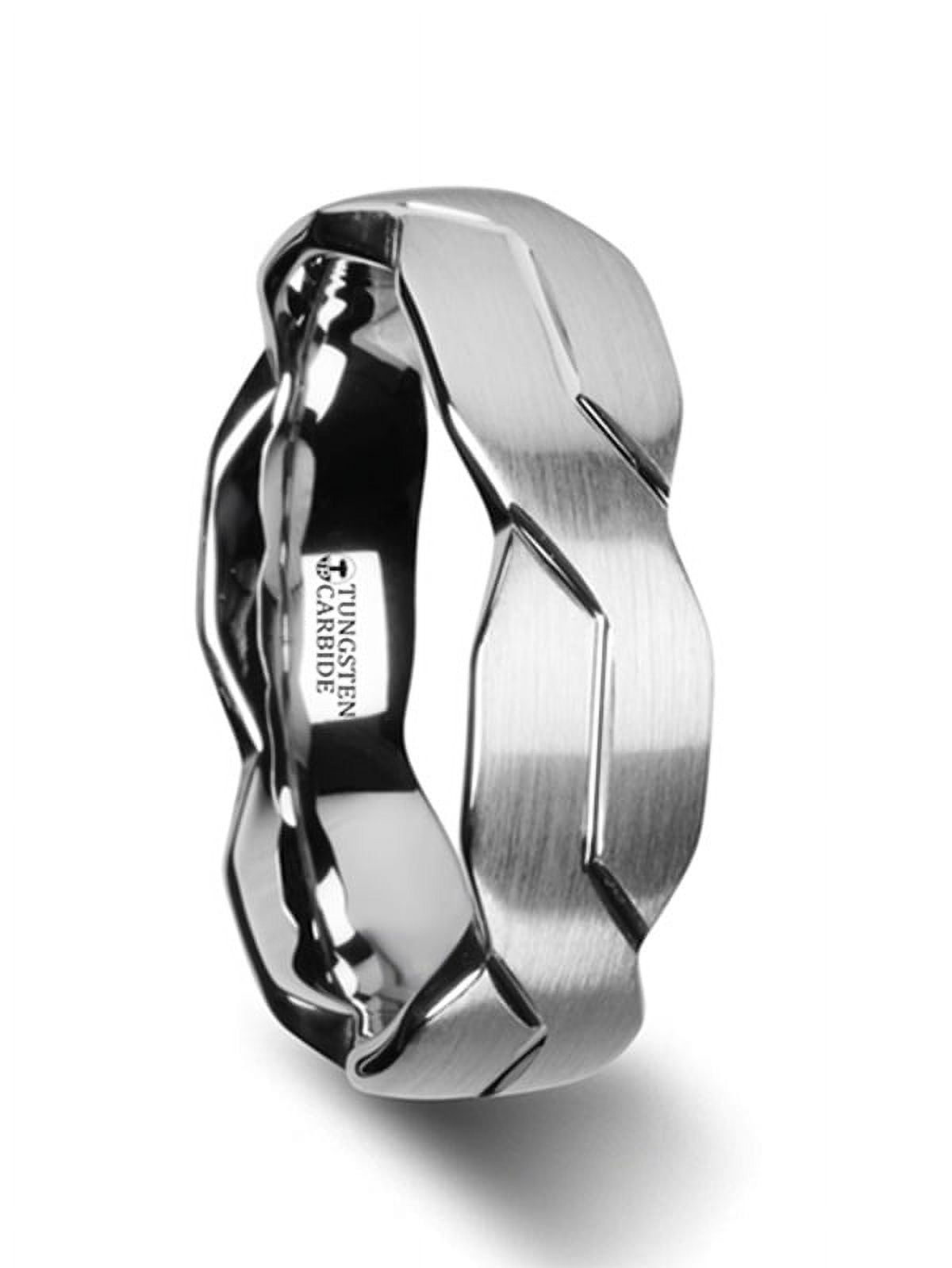 ZION Tungsten Ring with Brushed Carved Infinity Symbol Design - 8mm ...