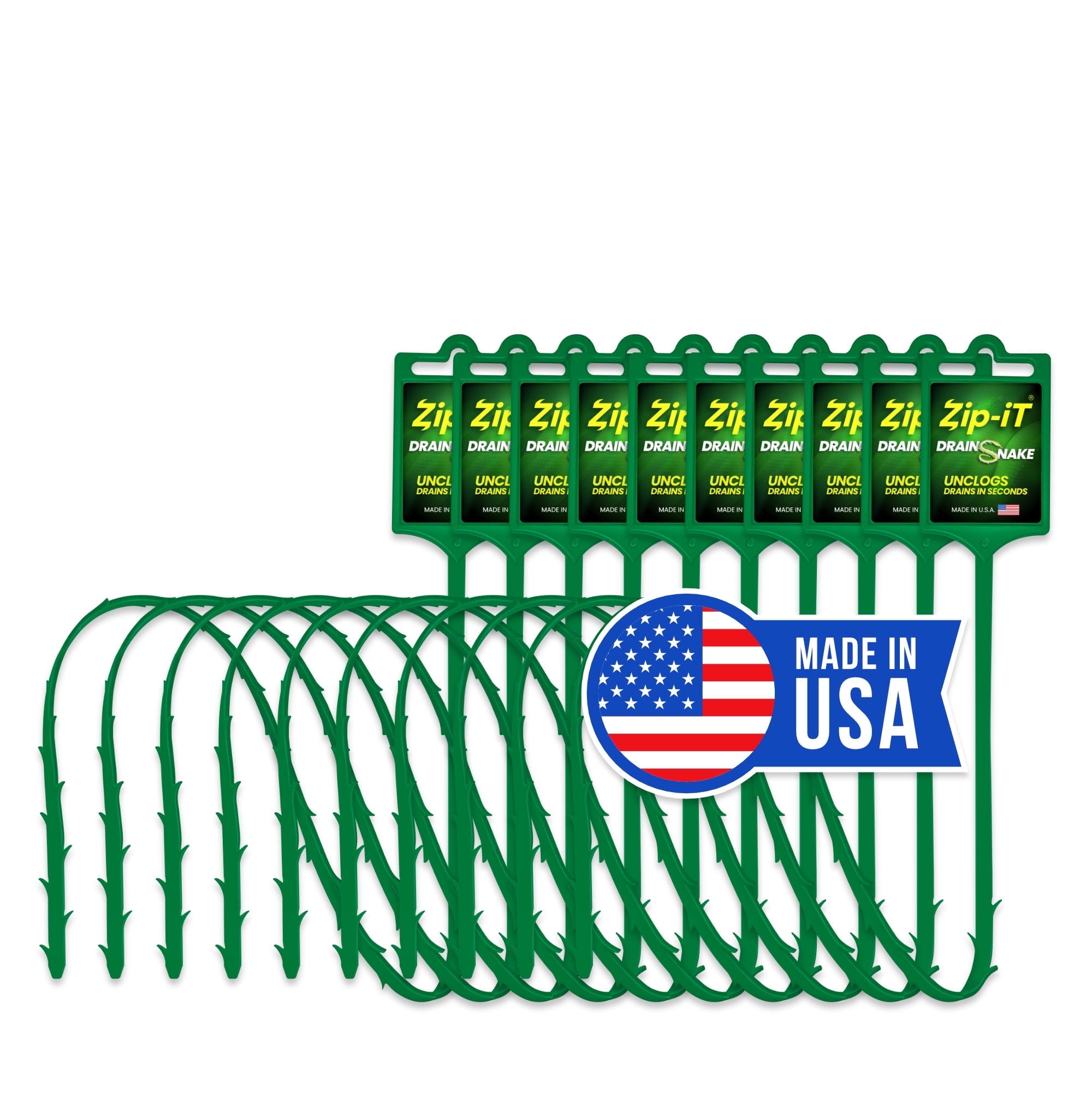 ZIP IT Drain Cleaner, 10-Pack Hair Clog Removal Tool for Sink, Shower ...