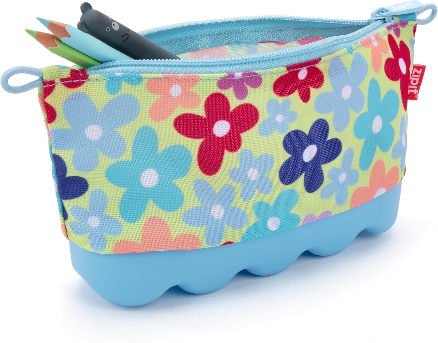 ZIPIT Flowers Pencil Case for Girls | Silicone Large Capacity Pouch | Pencil Bag for School ...