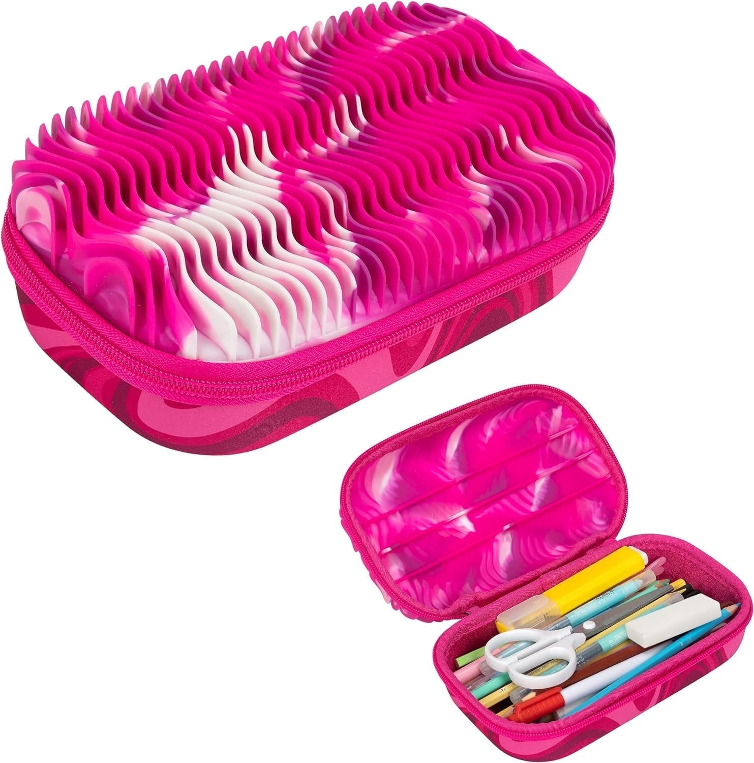 ZIPIT Wavy Pencil Box for Girls | Large Capacity Sensory Pencil Case ...