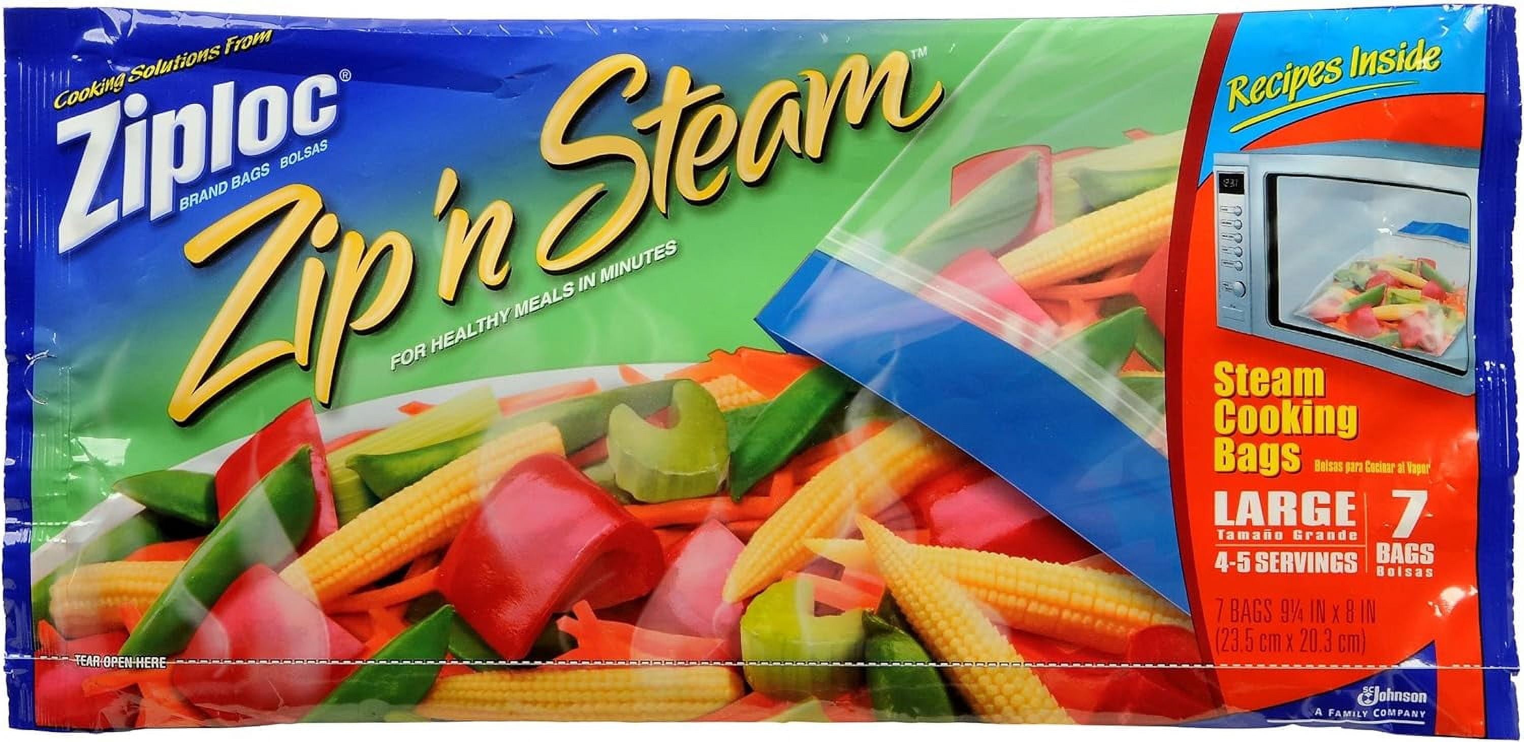 Ziploc Zip’n Steam Microwave Steam Cooking Bags Large 7 Count Pack (10 ...